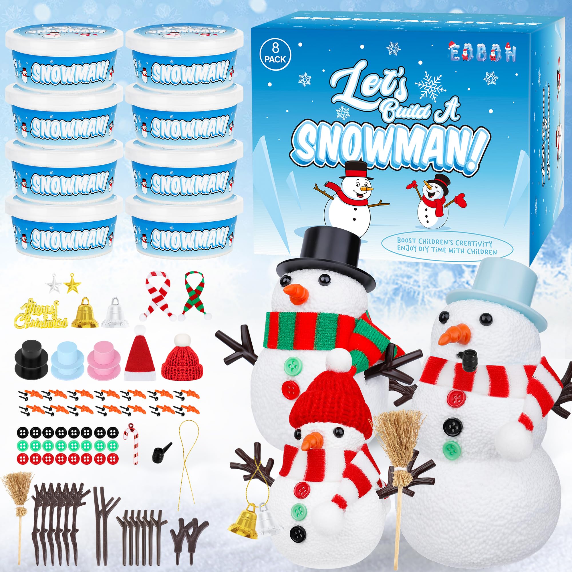 Amazon.com: Christmas Craft Kit, 8 Pack Snowman Kit DIY Christmas ...