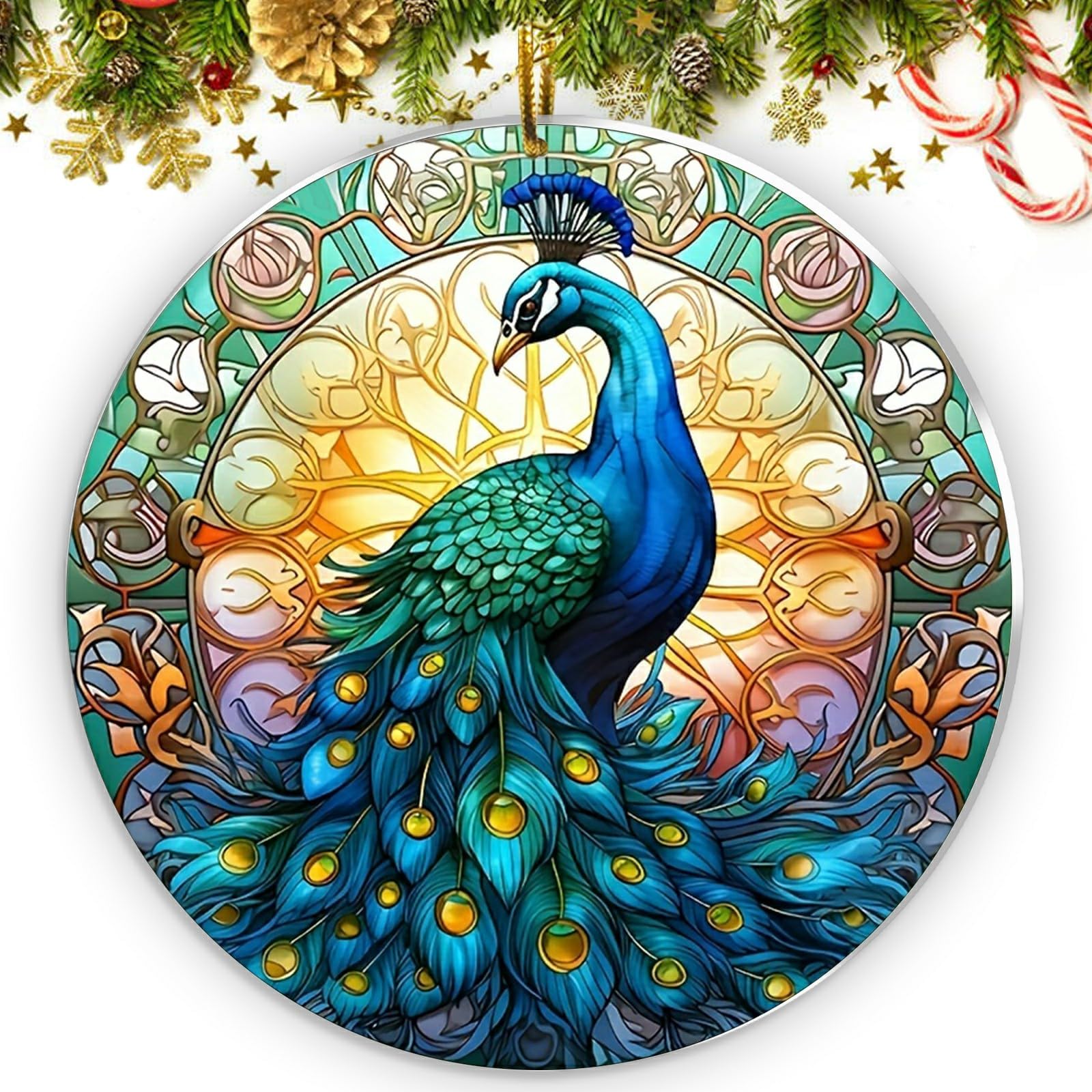 Amazon.com: Noble Gems™ Peacock Glass Ball Ornament for Christmas ...