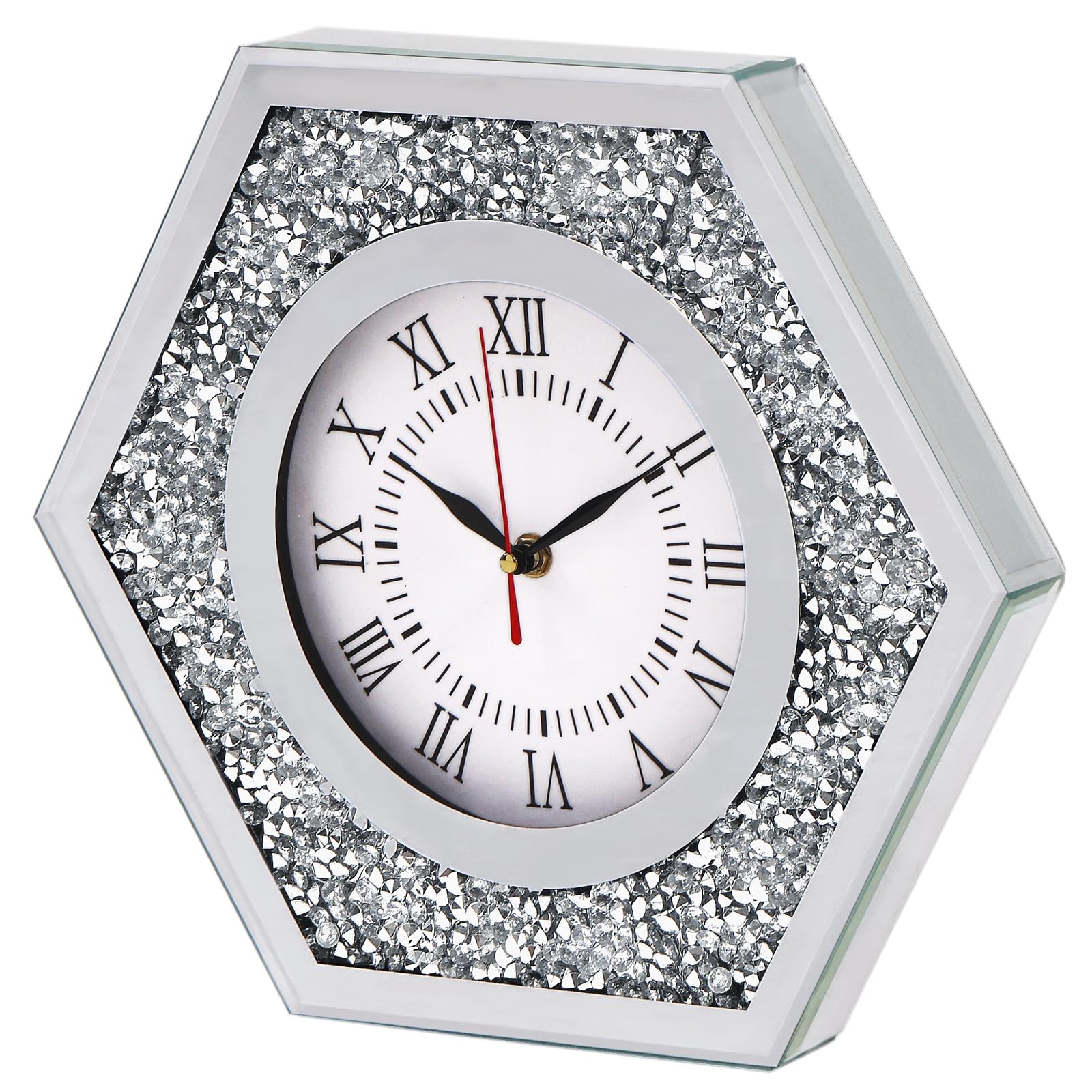 Amazon.com: WALTSOM Crush Diamond Hexagon Wall Clock, 12inch Mirror ...