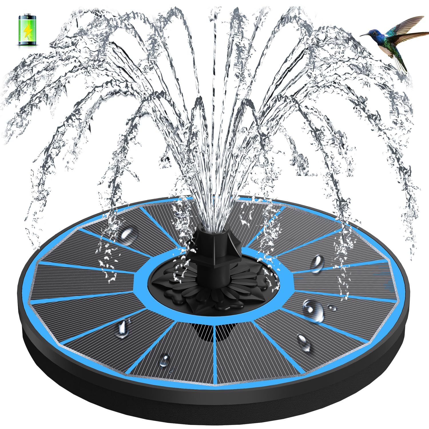 Amazon.com: GAIZERL 3.5W Solar Fountain with Battery - Work On Cloudy ...