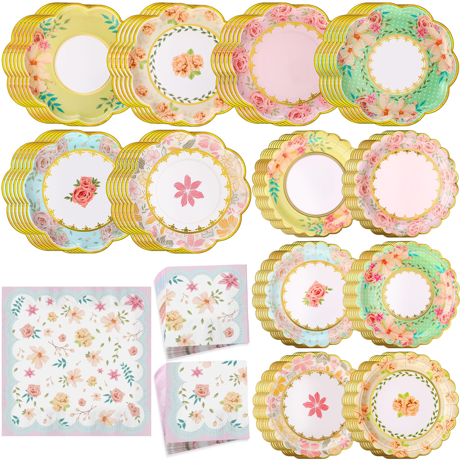 Amazon.com: Skybooly 144 Pcs Tea Birthday Party Decorations Tableware ...