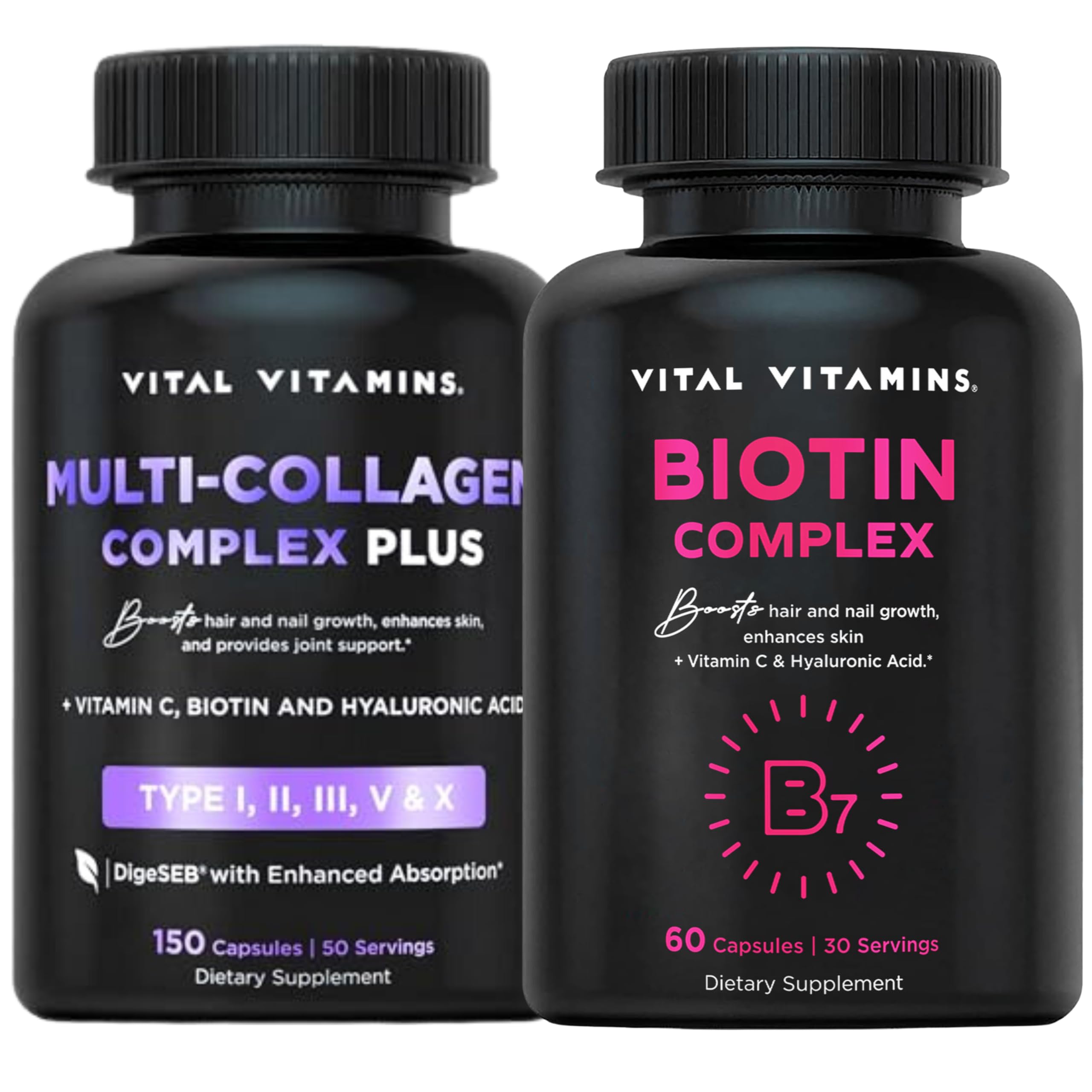 Amazon.com: Vital Vitamins Multi Collagen Plus Pills + Biotin Complex ...