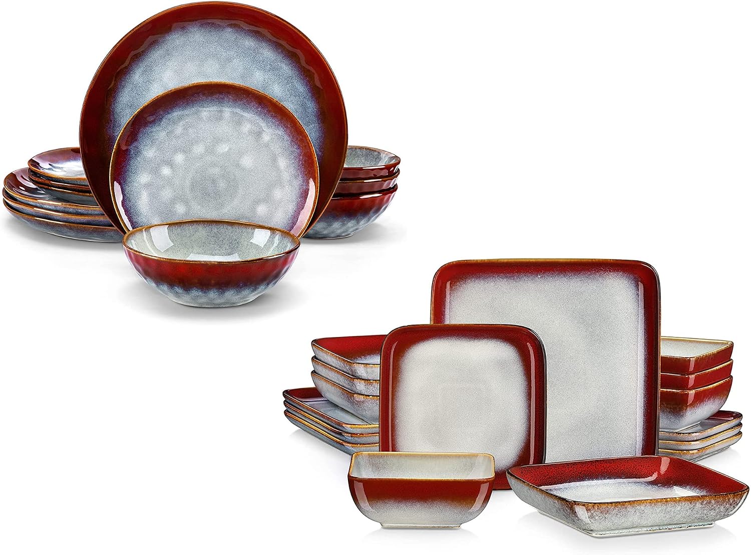 Amazon.com | vancasso Starry Dinner Set Vintage Look Stoneware Red ...