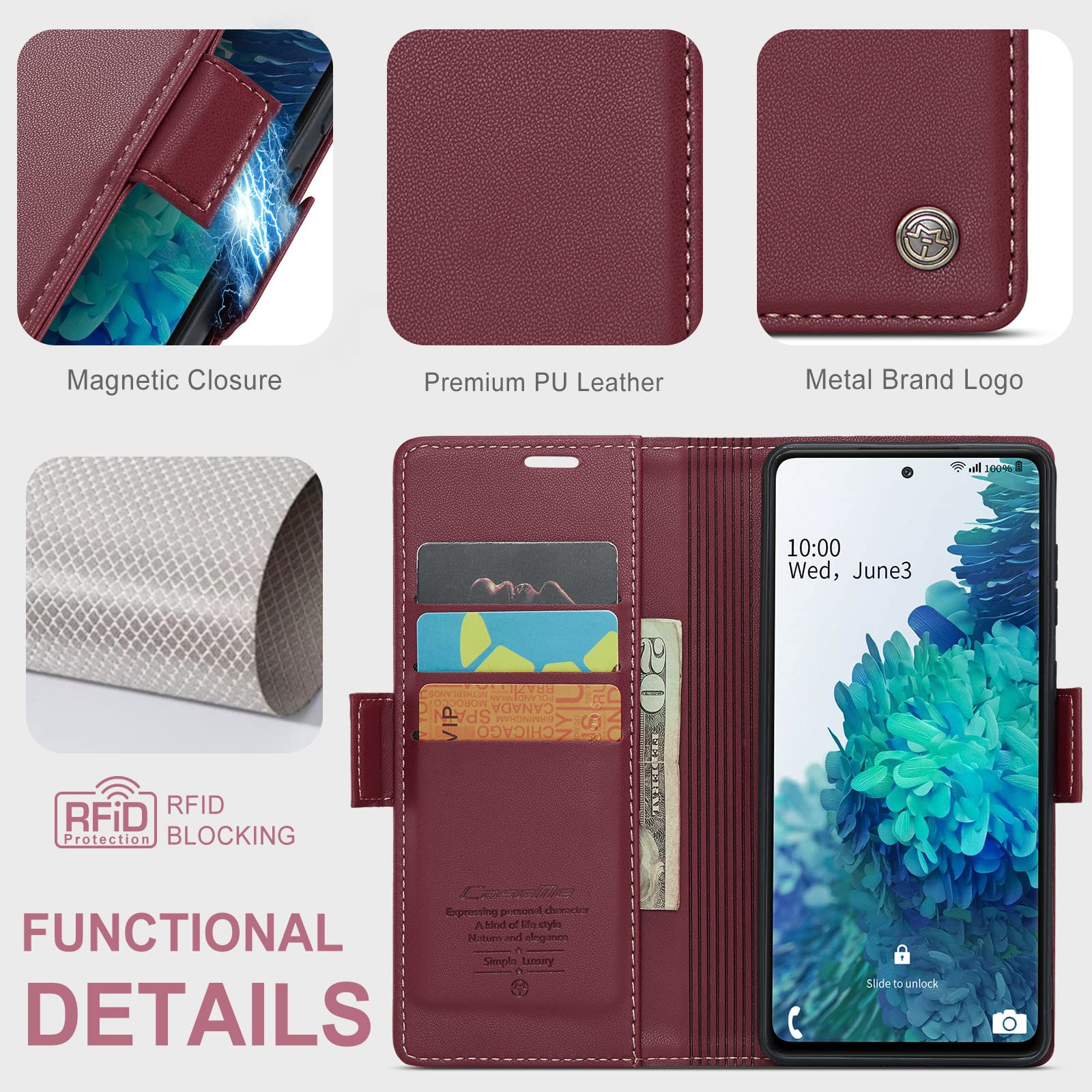 Snapklik.com : Samsung Galaxy S20 FE 5G Wallet Case,Magnetic Stand Flip Protective Leather Case ...