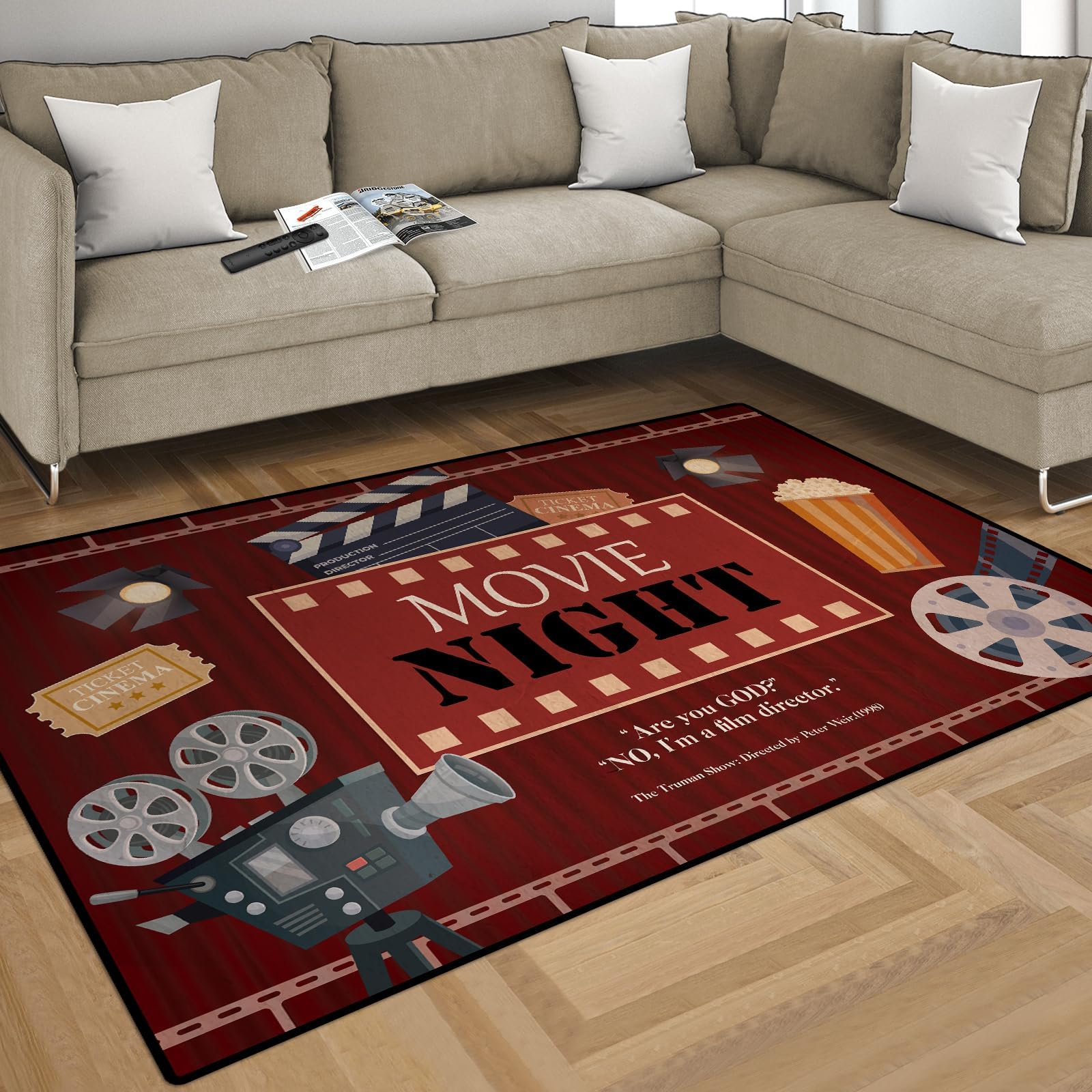 Amazon.com: Home Area Runner Rug Pad Cinema Movie Theater Object on ...