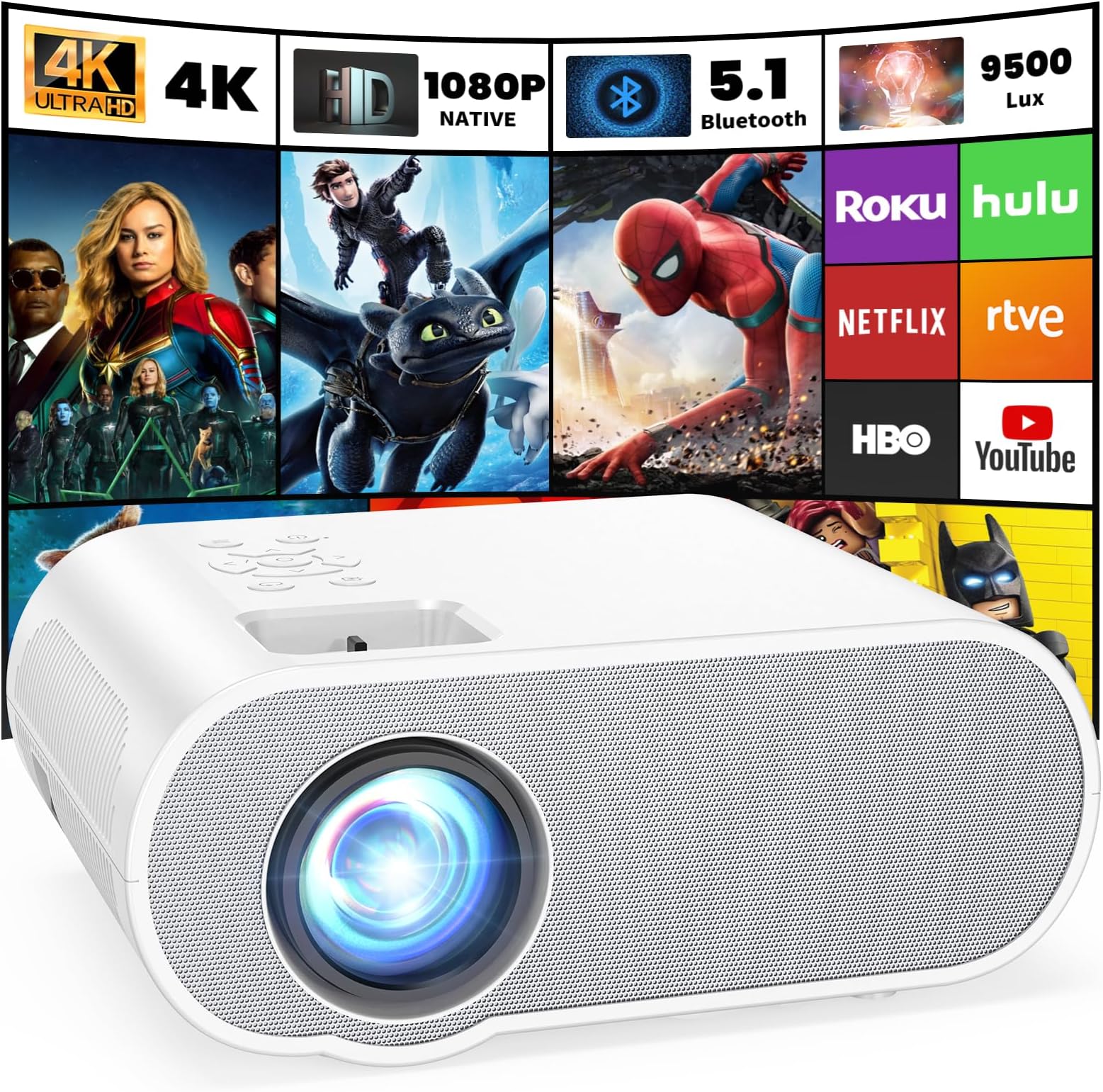 Amazon.com: [2s Focus with Remote] PANSEBA 4K Projector, Native 1080P ...
