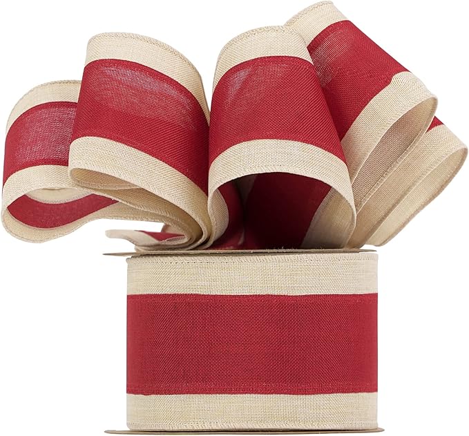 Amazon.com: MEEDEE Red And White Striped Ribbon Red And White Wired ...