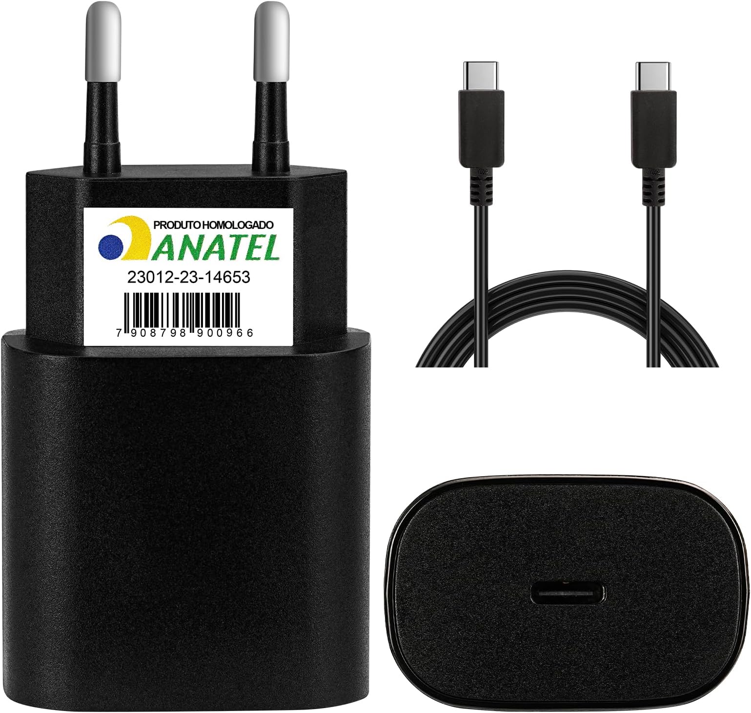 Fonte Entrada Tipo-C e Cabo USB-C 1 Metro, 25W Carregador Turbo de ...