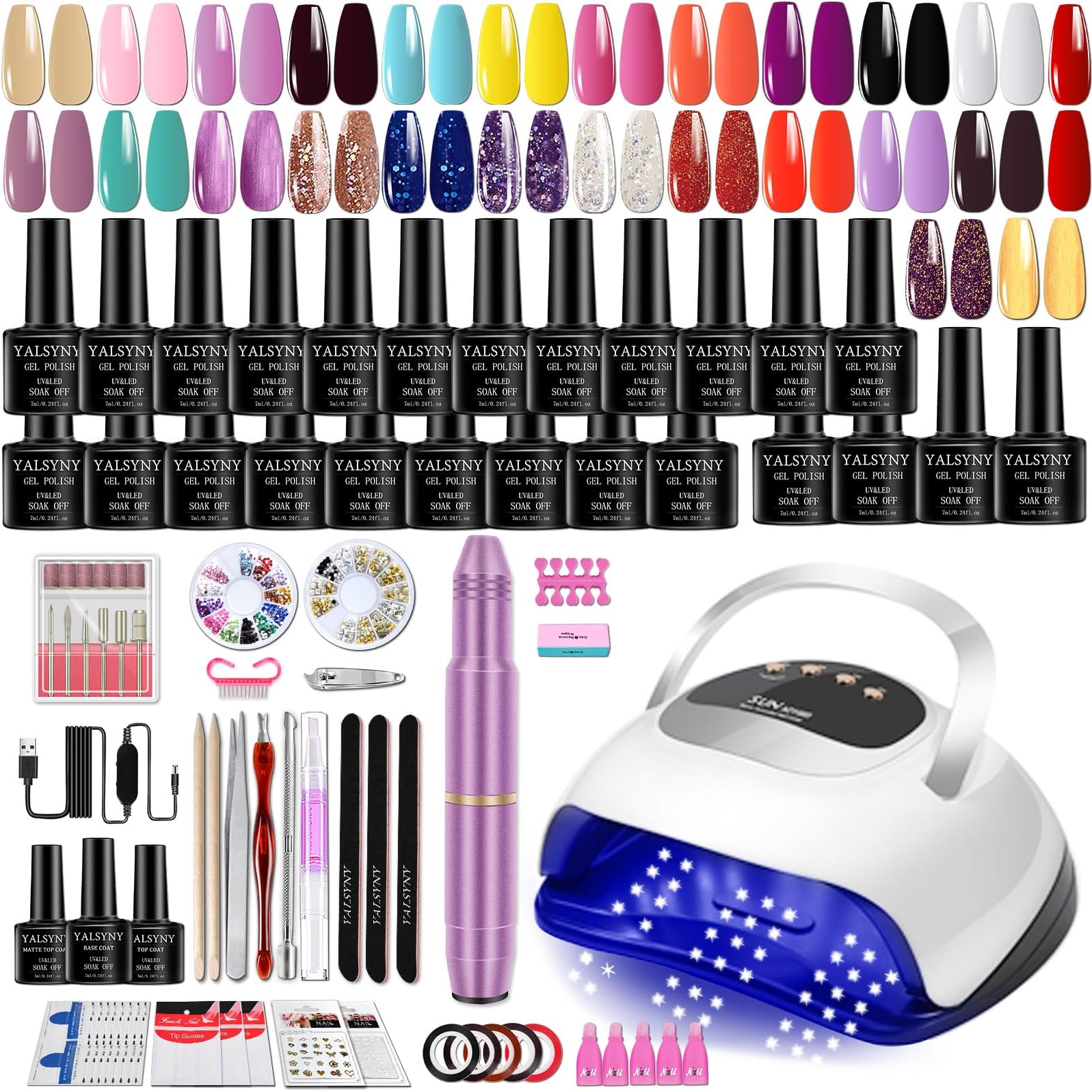 Amazon.com : 9 colors nail polish set,gel nail polish kit,nail lamp ...