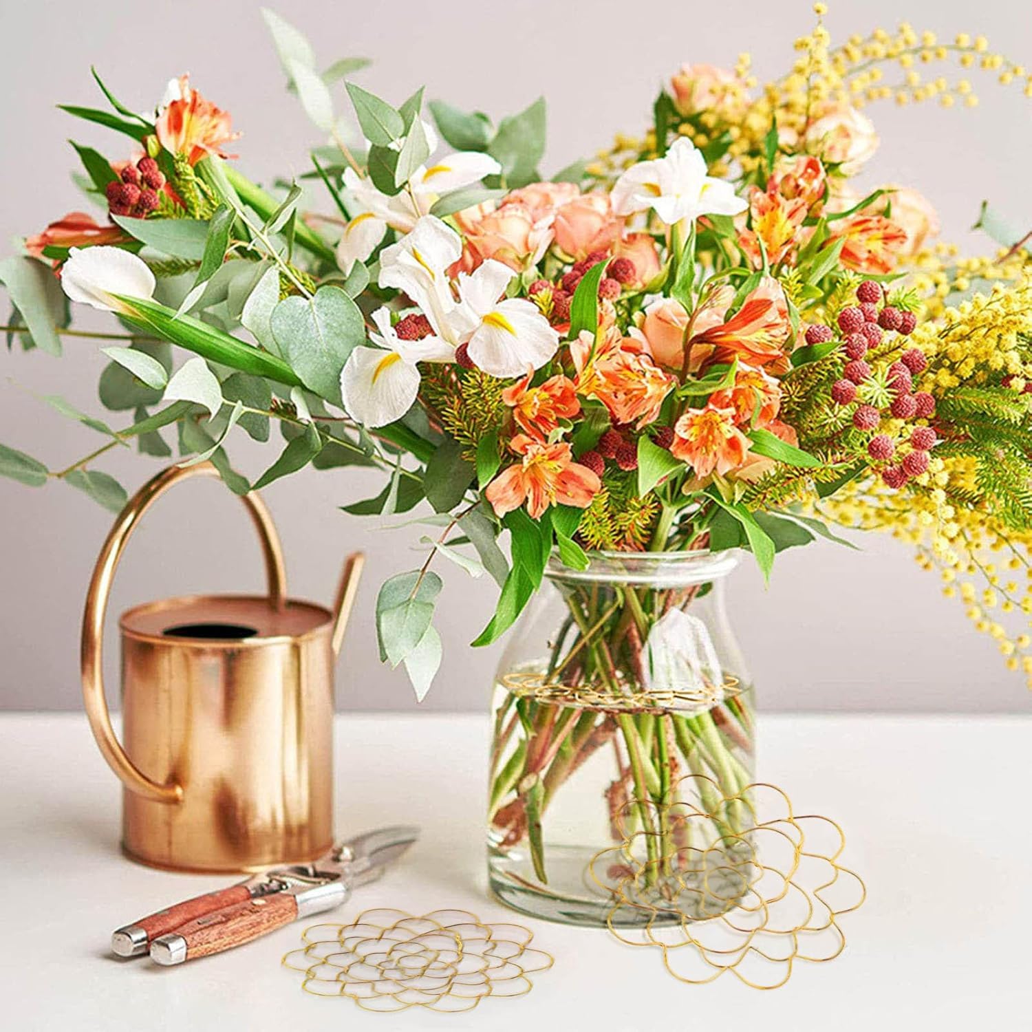 Amazon.com: Flower Arrangement Holder, Stainless Steel Gold Floral lid ...