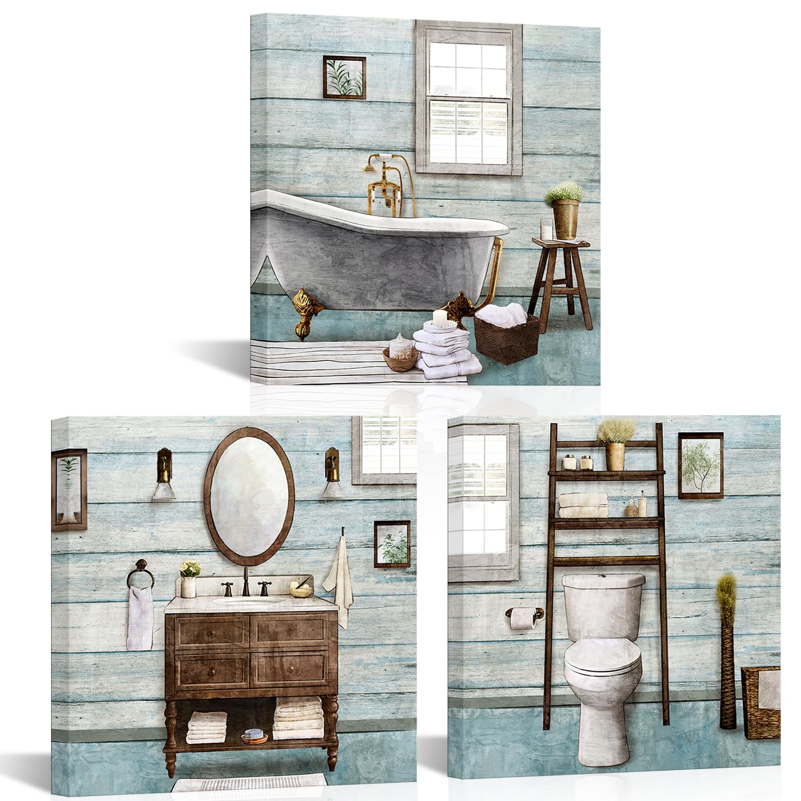 Amazon.com: Visual Art Decor Bathroom wall Art Farmhouse Bathroom Decor ...