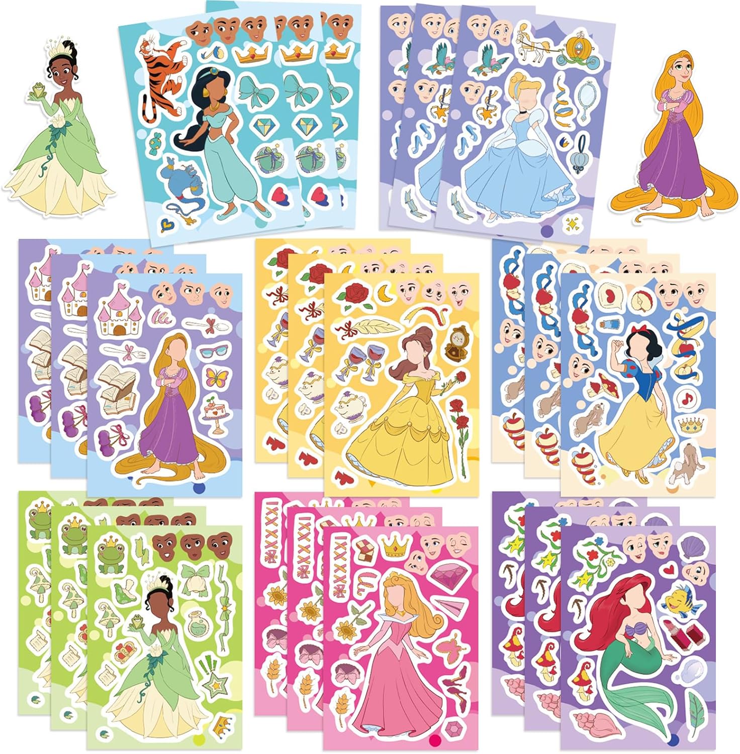 Amazon.com: 24 Sheets Cartoon Princess Stickers Make Your Own Princess ...