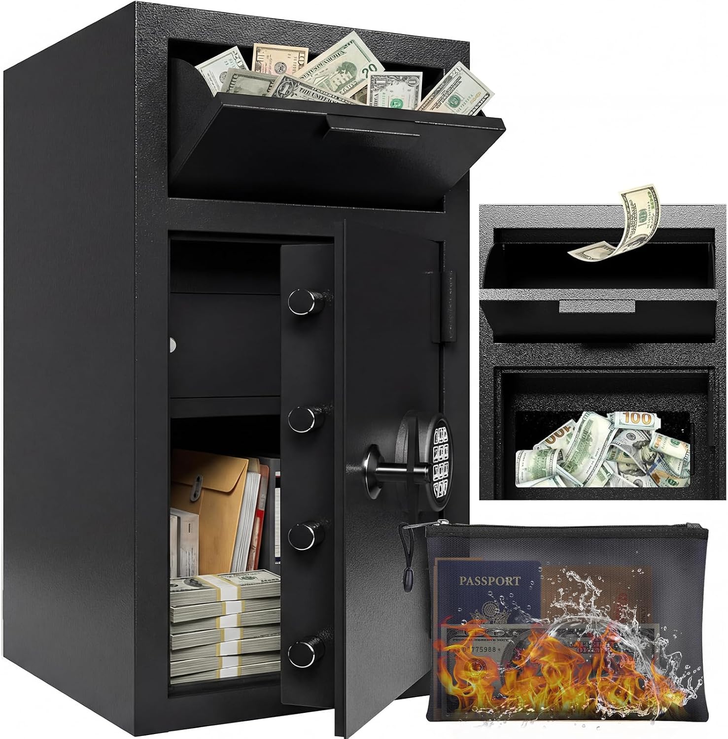 KAER Cash Safe with Drop Slot 4.0 Cuft Drop Safe with Internal Locking ...