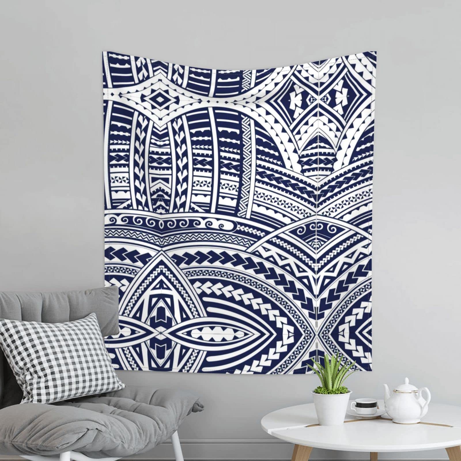 Blauw Tribalpatroon Tribal Pattern Behang | Wallsauce NL