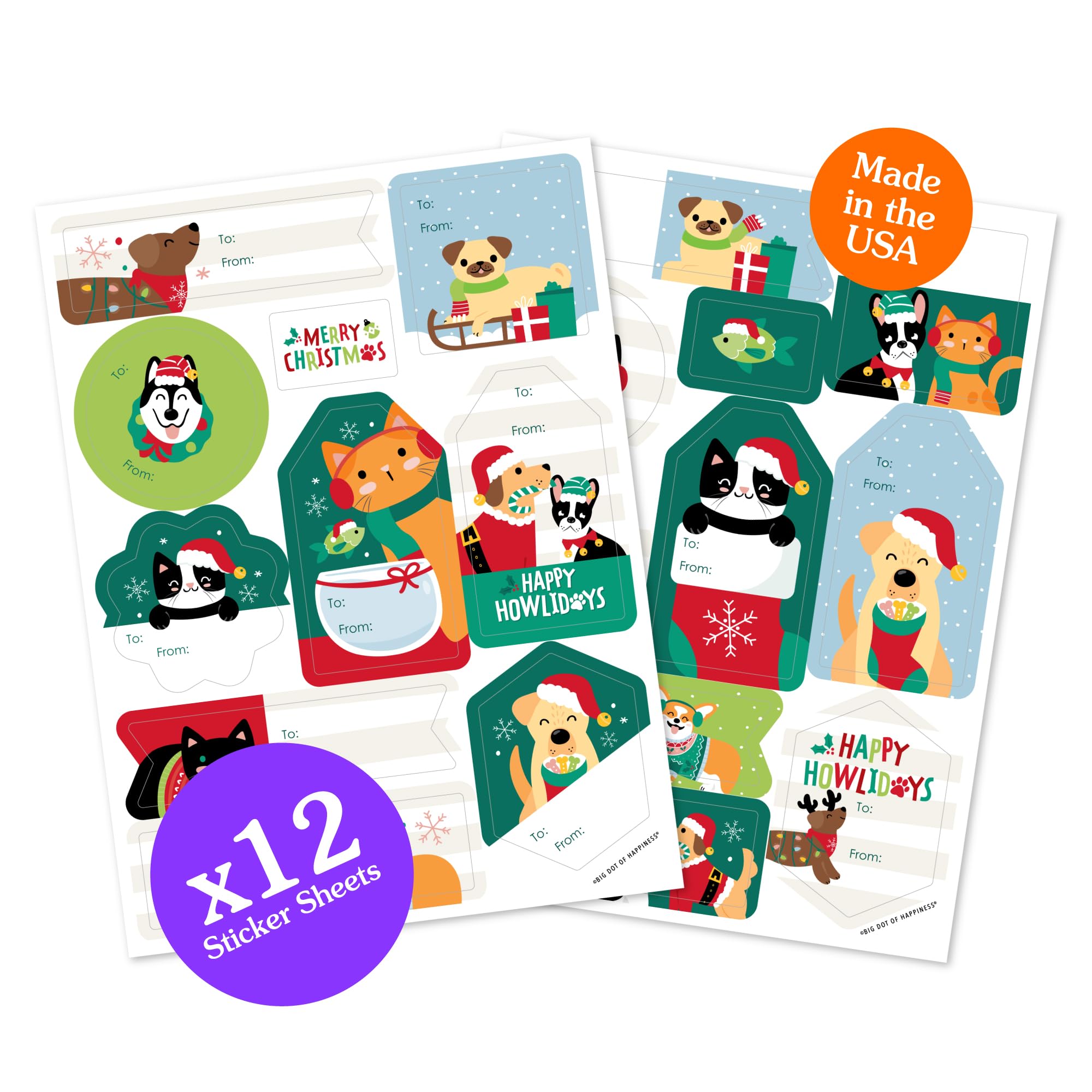 Amazon.com: Big Dot of Happiness Christmas Pets - Assorted Cats and ...