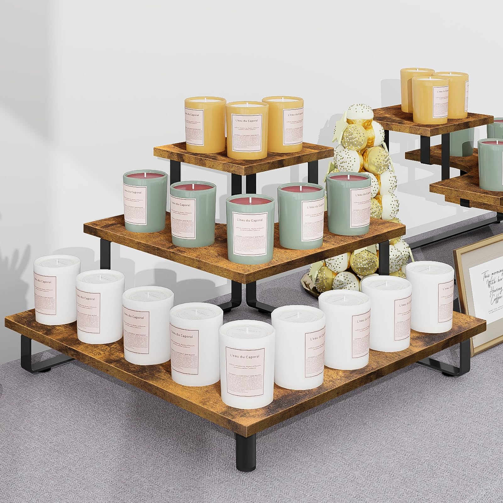 ELITEROO 3 Tier Wooden Retail Display Shelves, Portable Display Rack ...