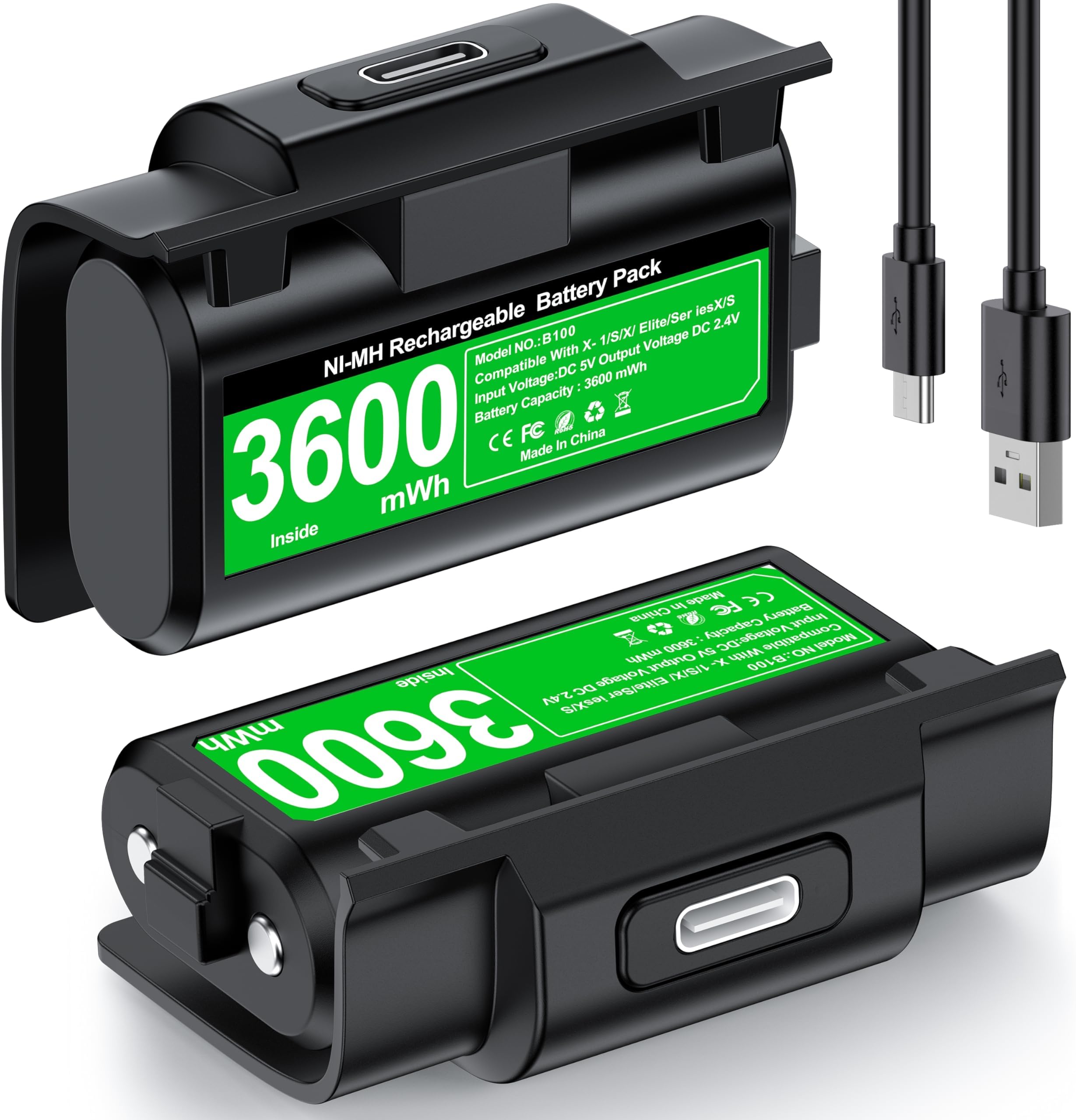 HELLCOOL Rechargeable Battery Pack for Xbox Controller, Battery Pack ...