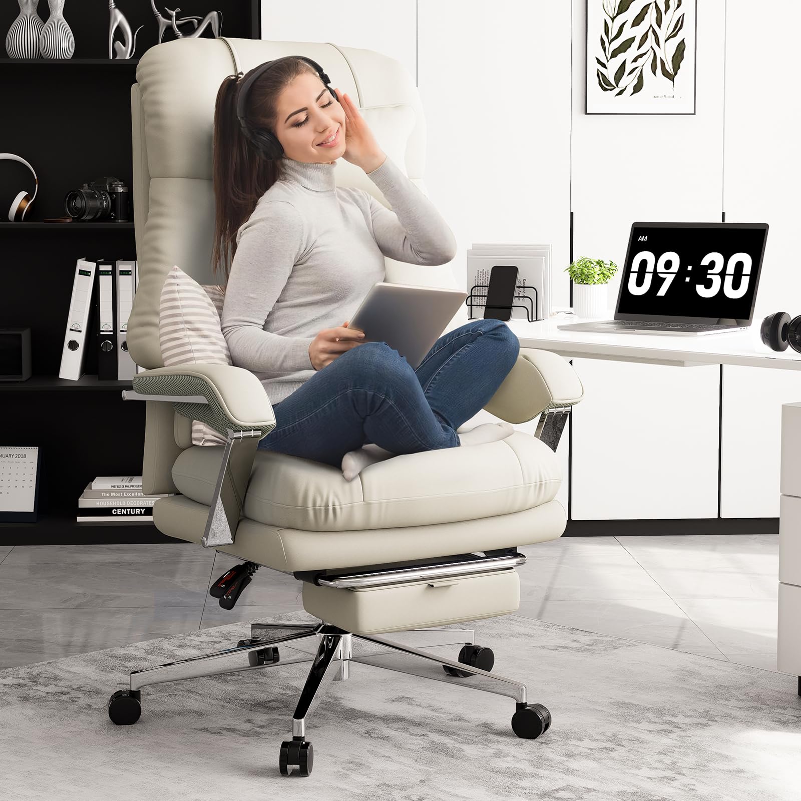 Amazon.com: MEISSALIVVE Big and Tall Office Chair, 500lbs PU Executive ...