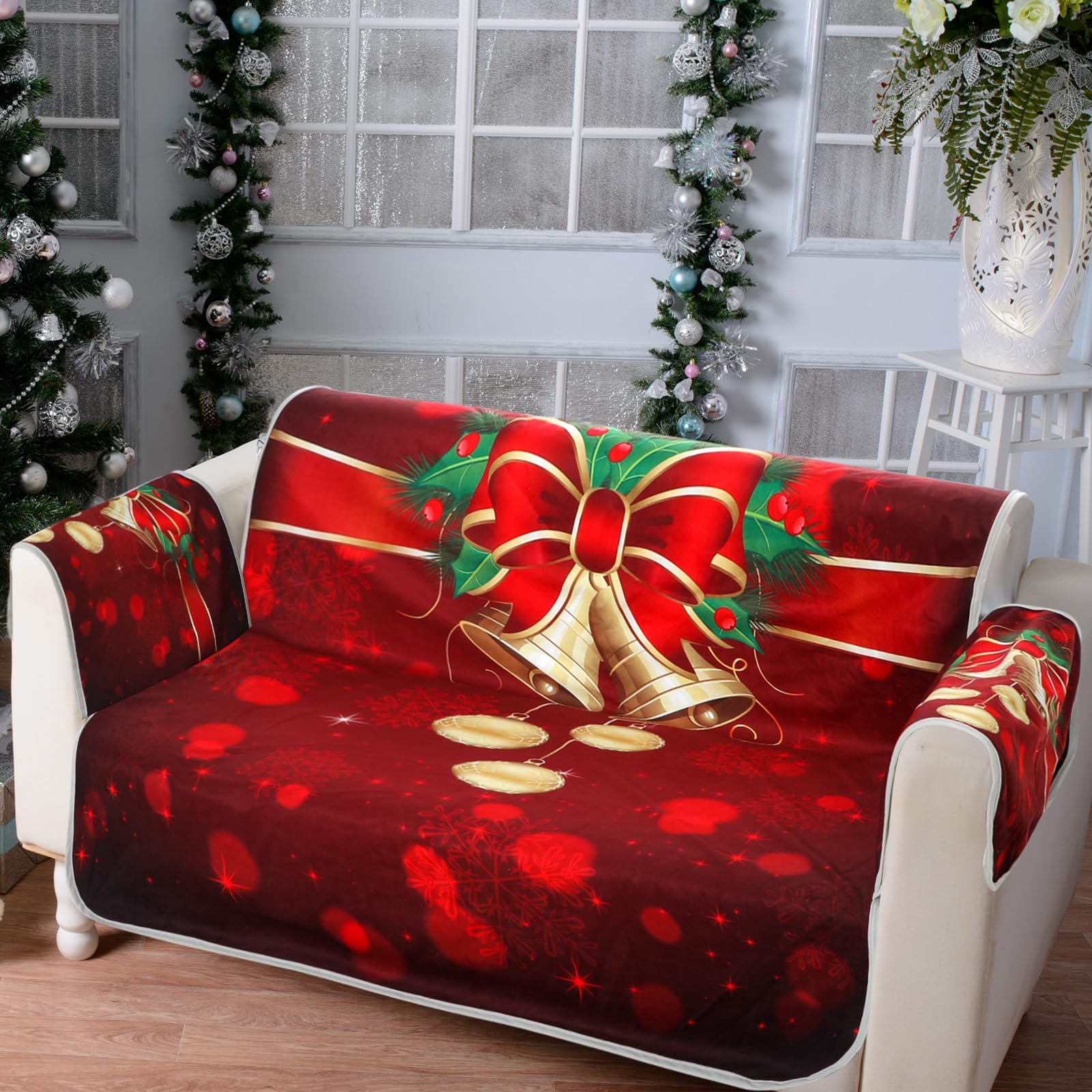 Amazon.com: Preboun Christmas Couch Cover Stretch Christmas Sofa ...