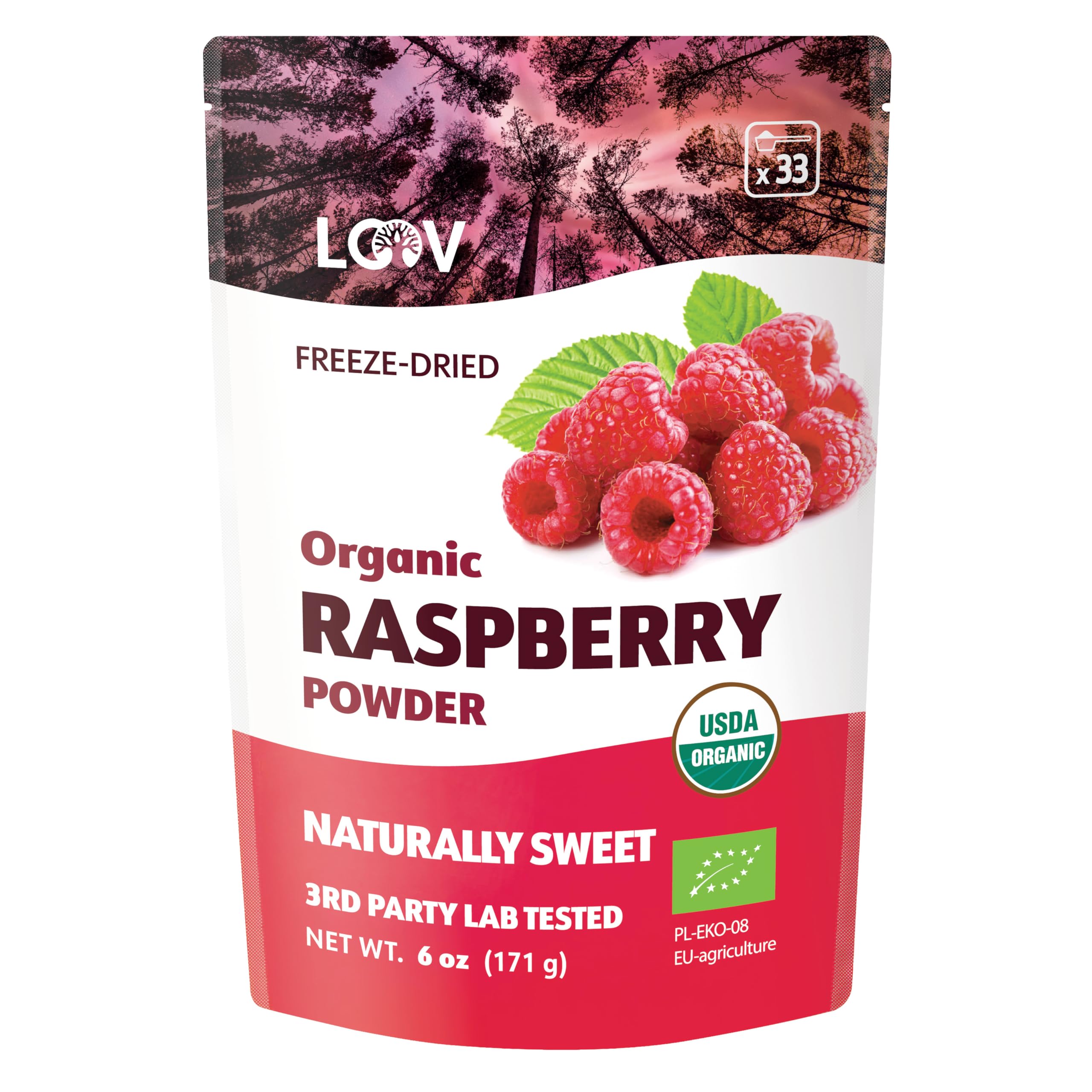 Organic Raspberry Powder, from Freeze-Dried European Raspberries, 6 Oz ...