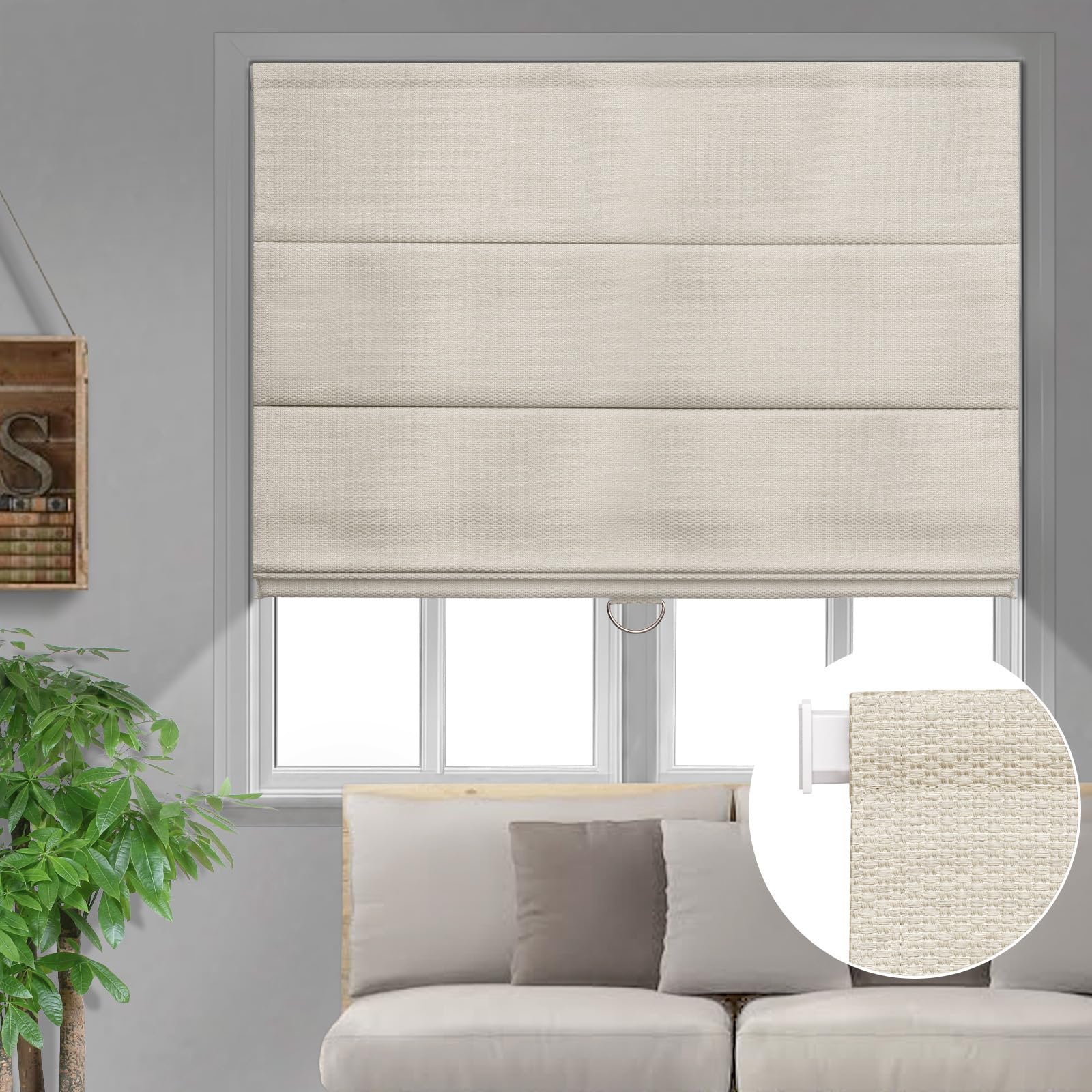Amazon.com: MiLin No Drill Roman Shades for Windows - Cordless Roman ...