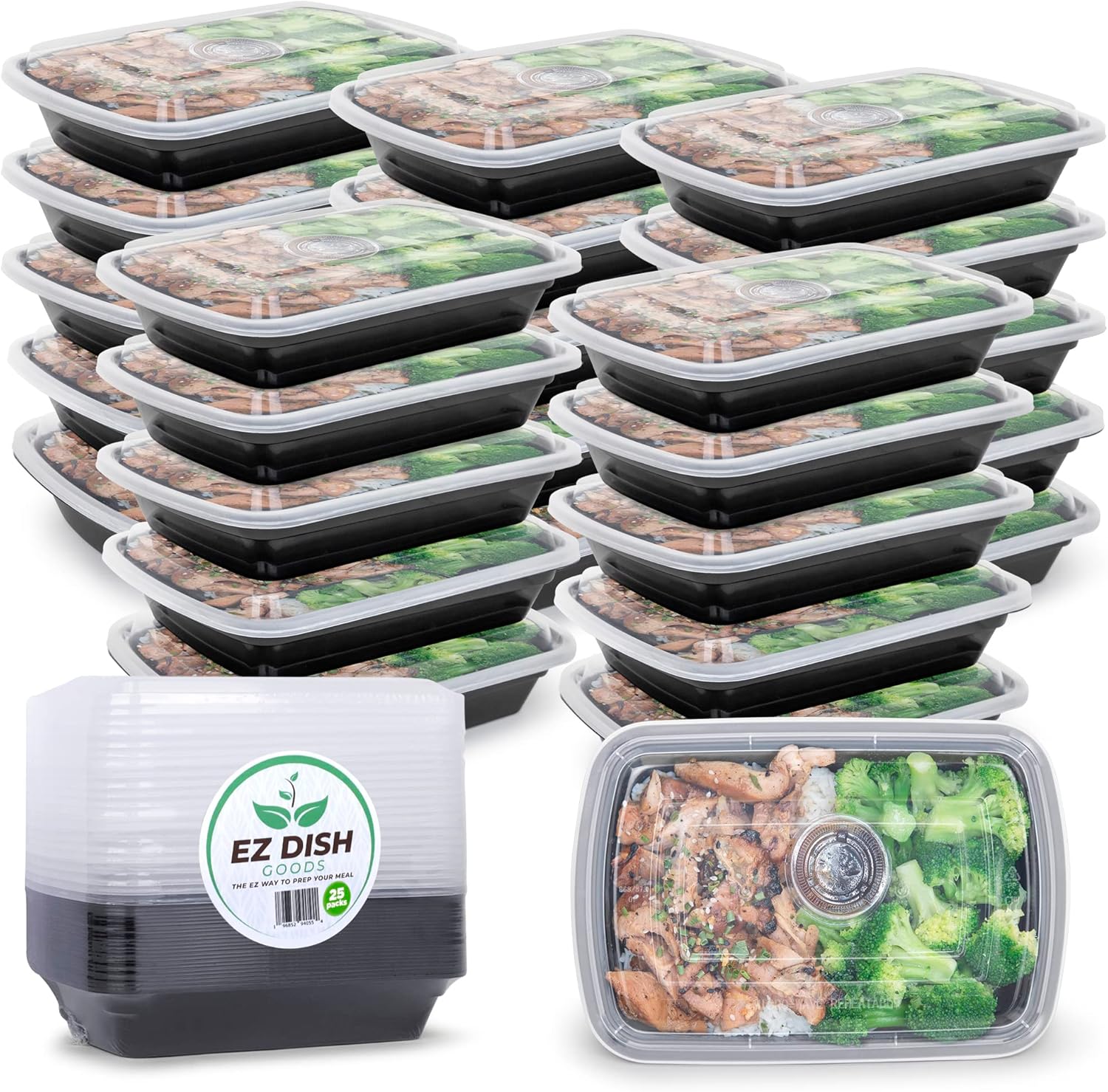 Amazon.com: EZ DISH [ 25-Pack] 28 oz single 1 compartment Meal Prep ...