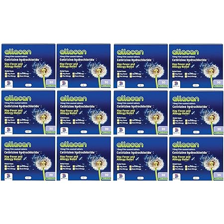 Allacan Cetirizine Hydrochloride Hayfever Allergy Tablets (30 Tablets x ...