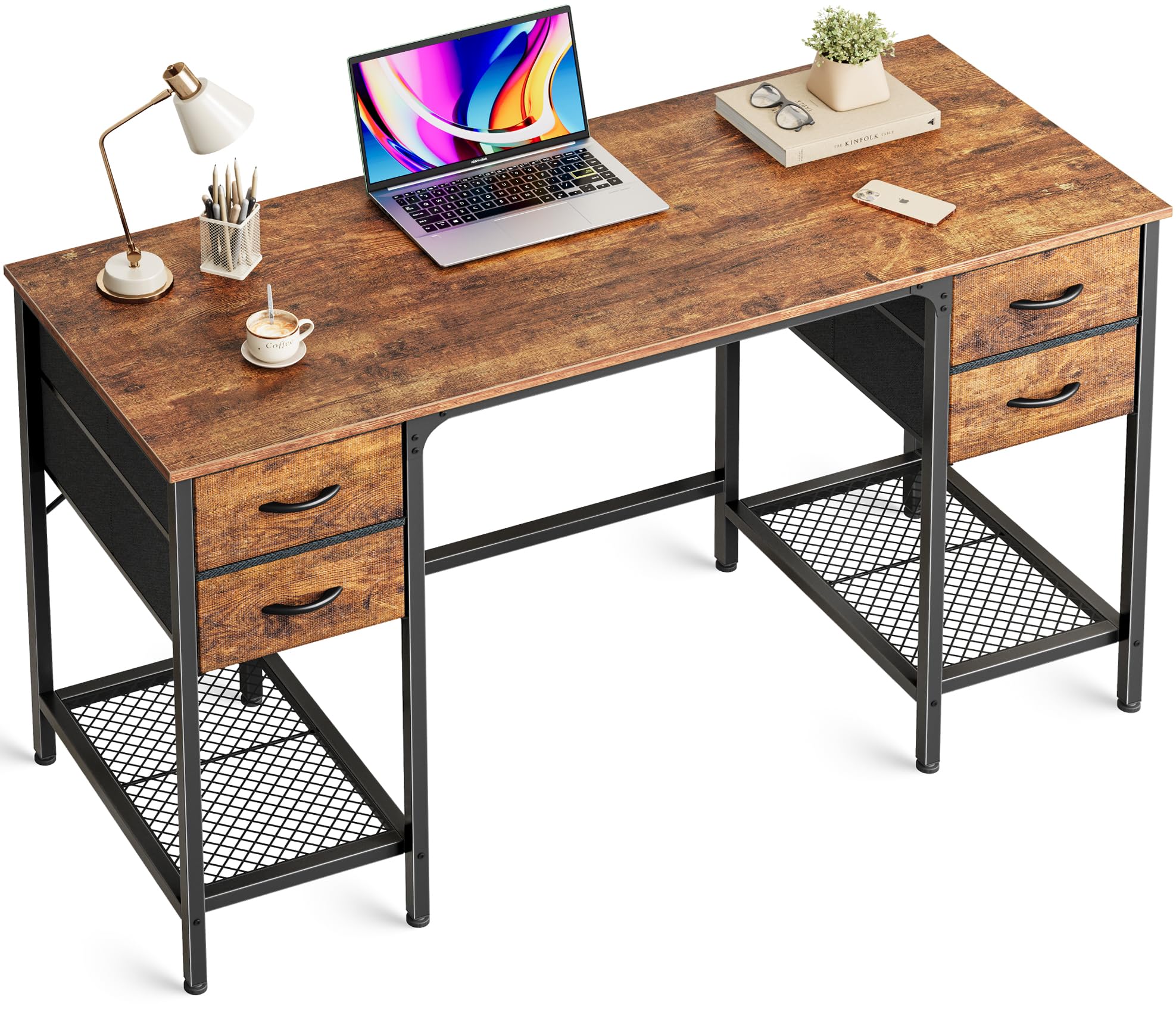Amazon.com: Huuger 47 Inch Computer Desk with 4 Drawers, Office Desk ...
