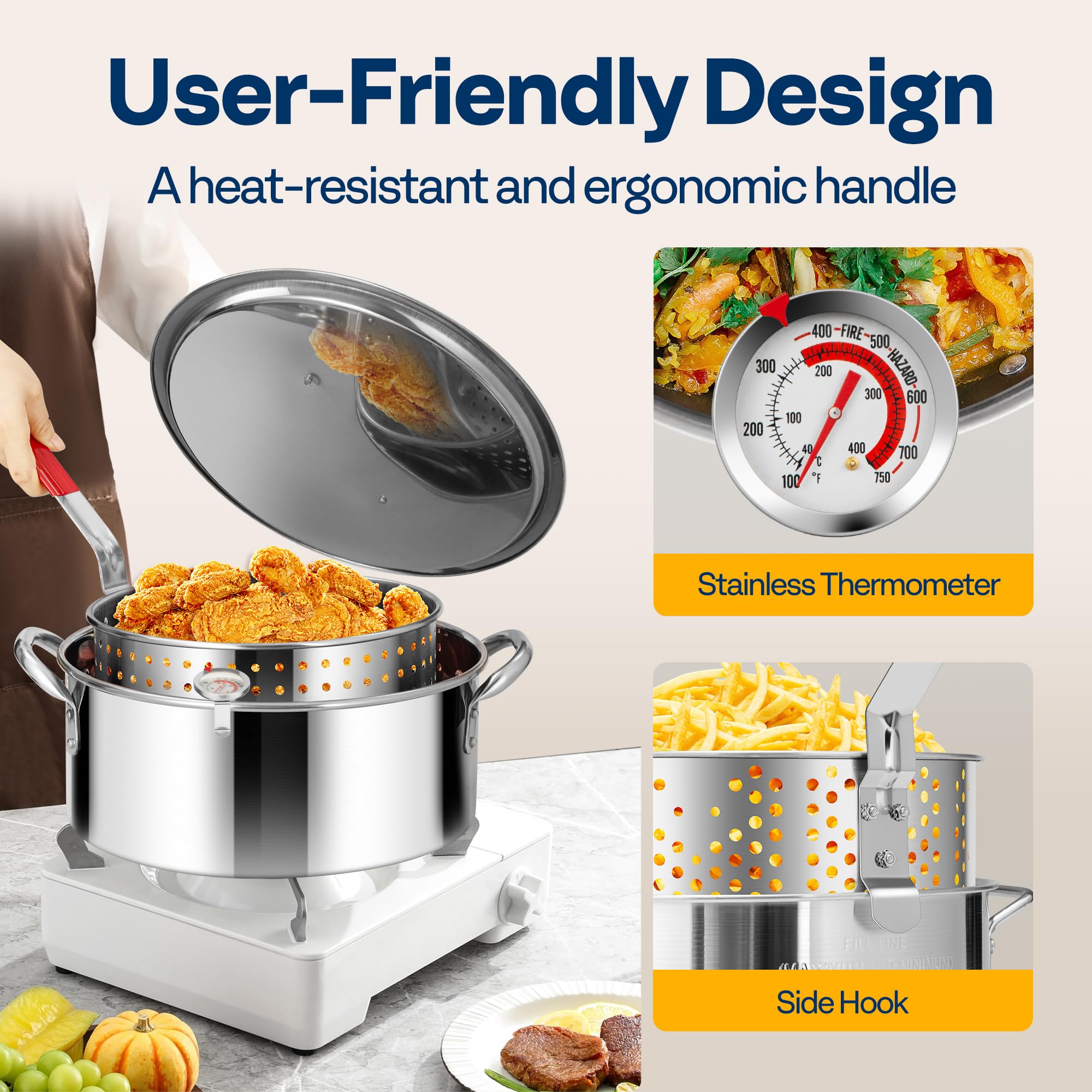 Snapklik.com : VIVOHOME 10Qt Stainless Steel Fish Fryer Pot