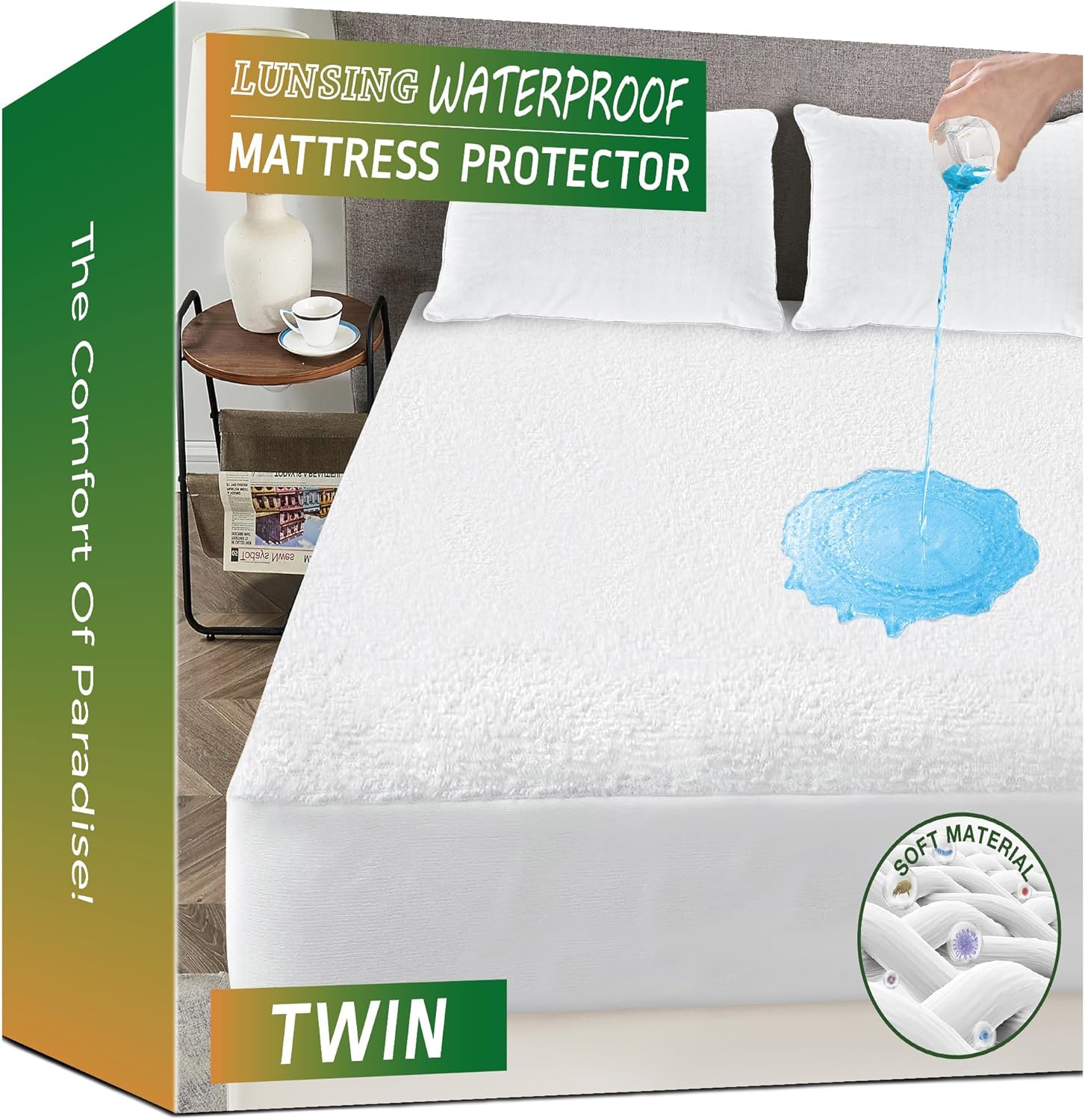 Amazon.com: Lunsing Waterproof Twin Mattress Protector, Noiseless ...