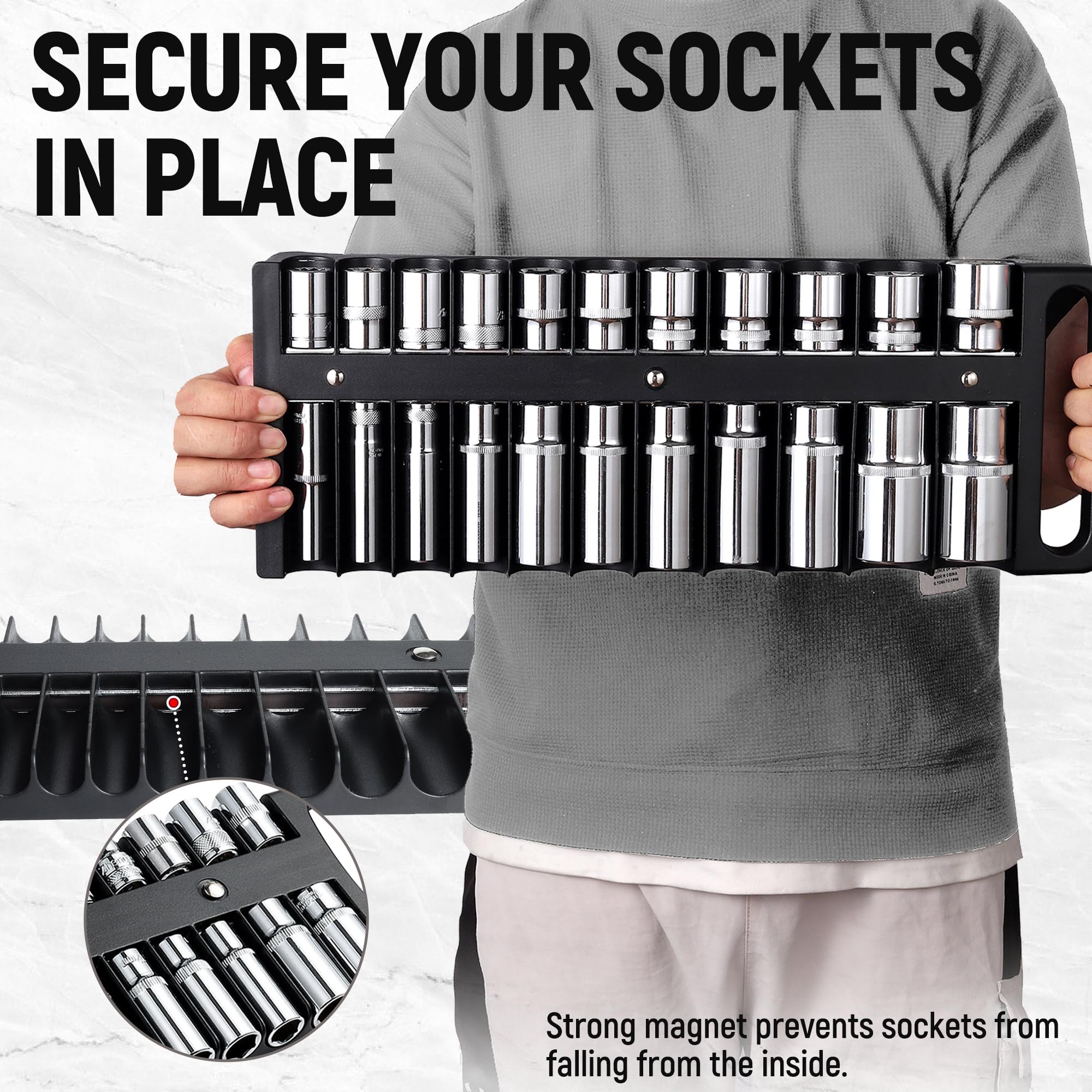 Snapklik.com : Reniteco Magnetic Socket Organizer Set, 3-Piece Black ...