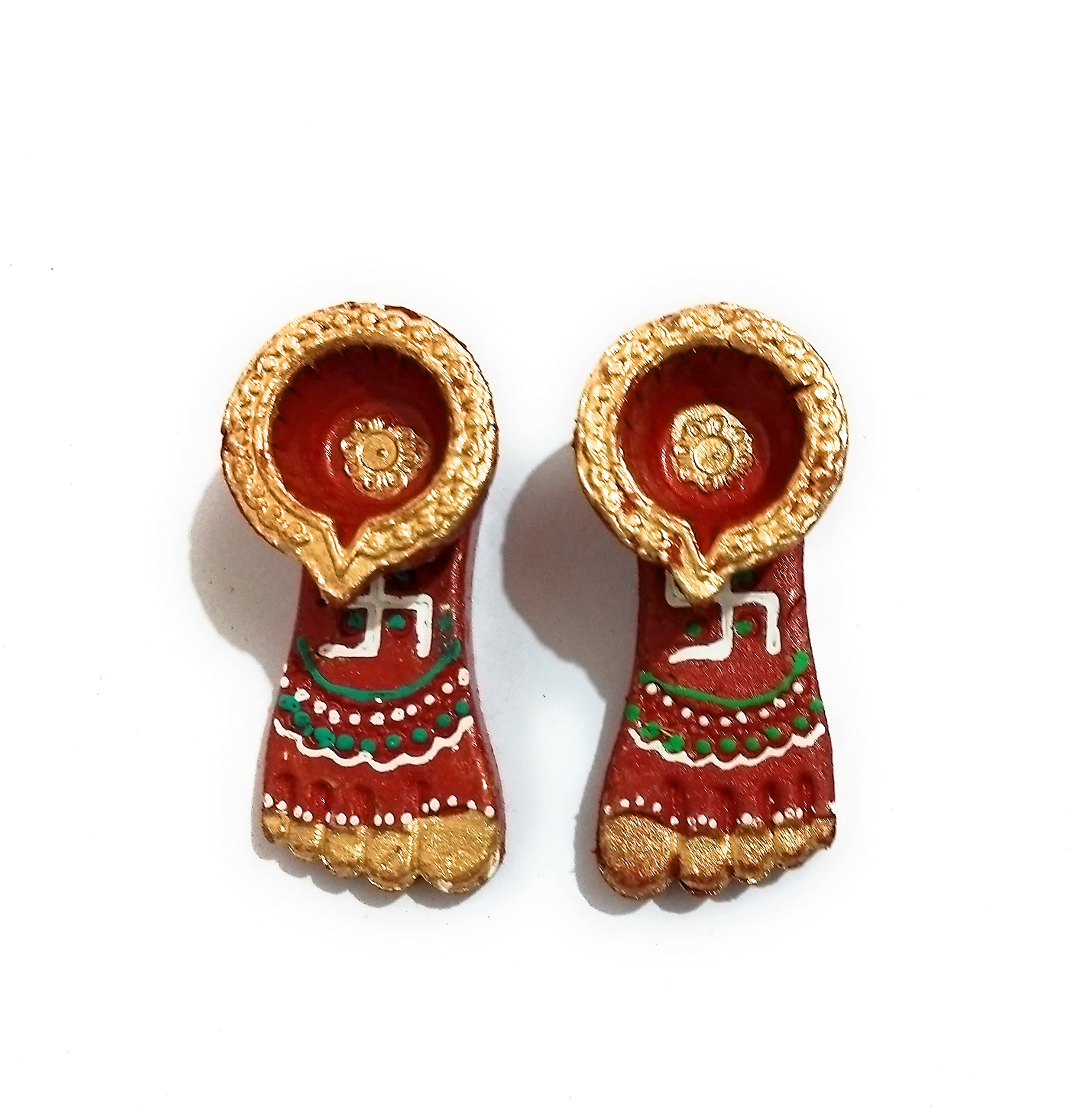 Buy Maa Laxmi ji Diya Charan Maa Durga Navratri Mitti Diya Charan Clay ...