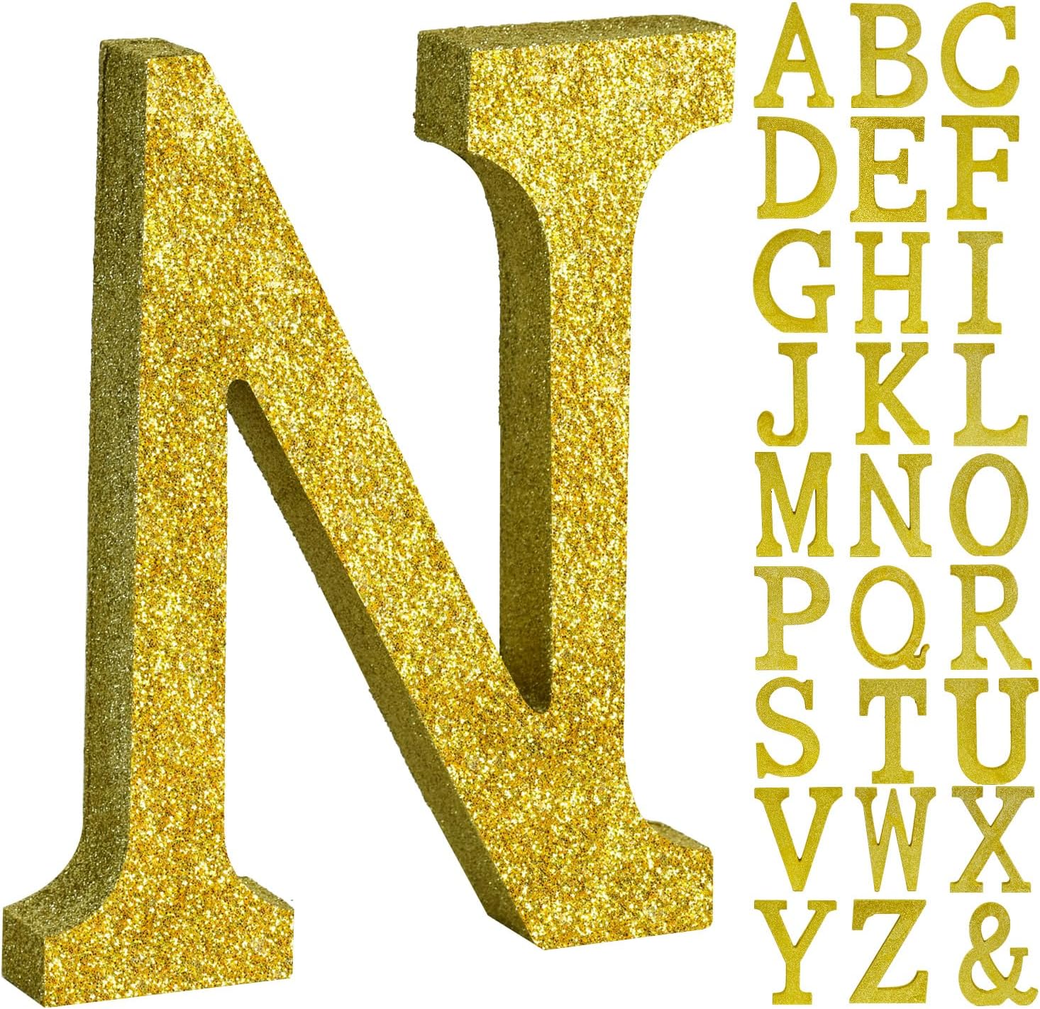 TONIFUL 8 Inch Gold Glitter Letter N Table Centerpiece A-Z Gold ...