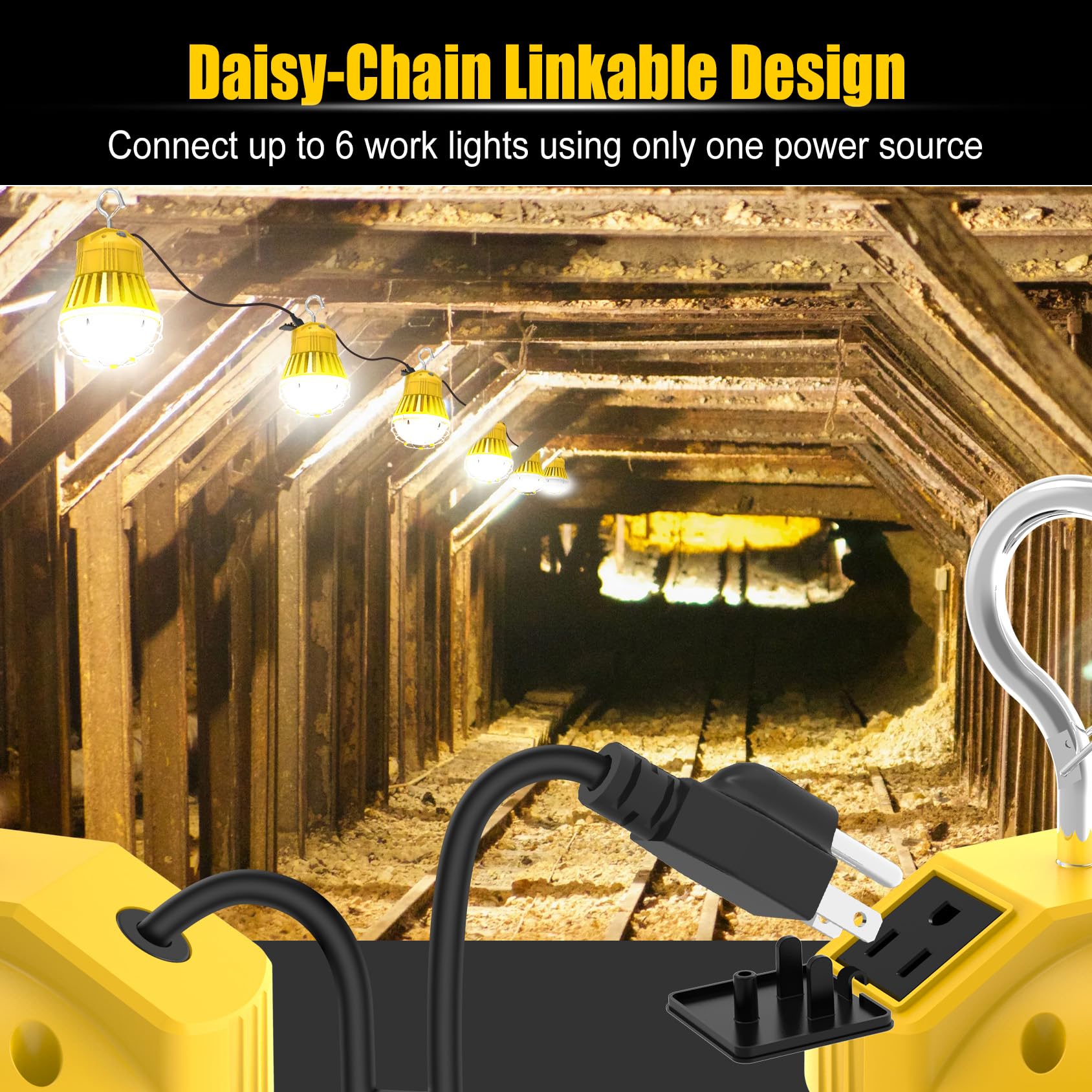 Snapklik.com : 6 Pack 80W LED Temporary Work Light UL Listed 10400LM ...