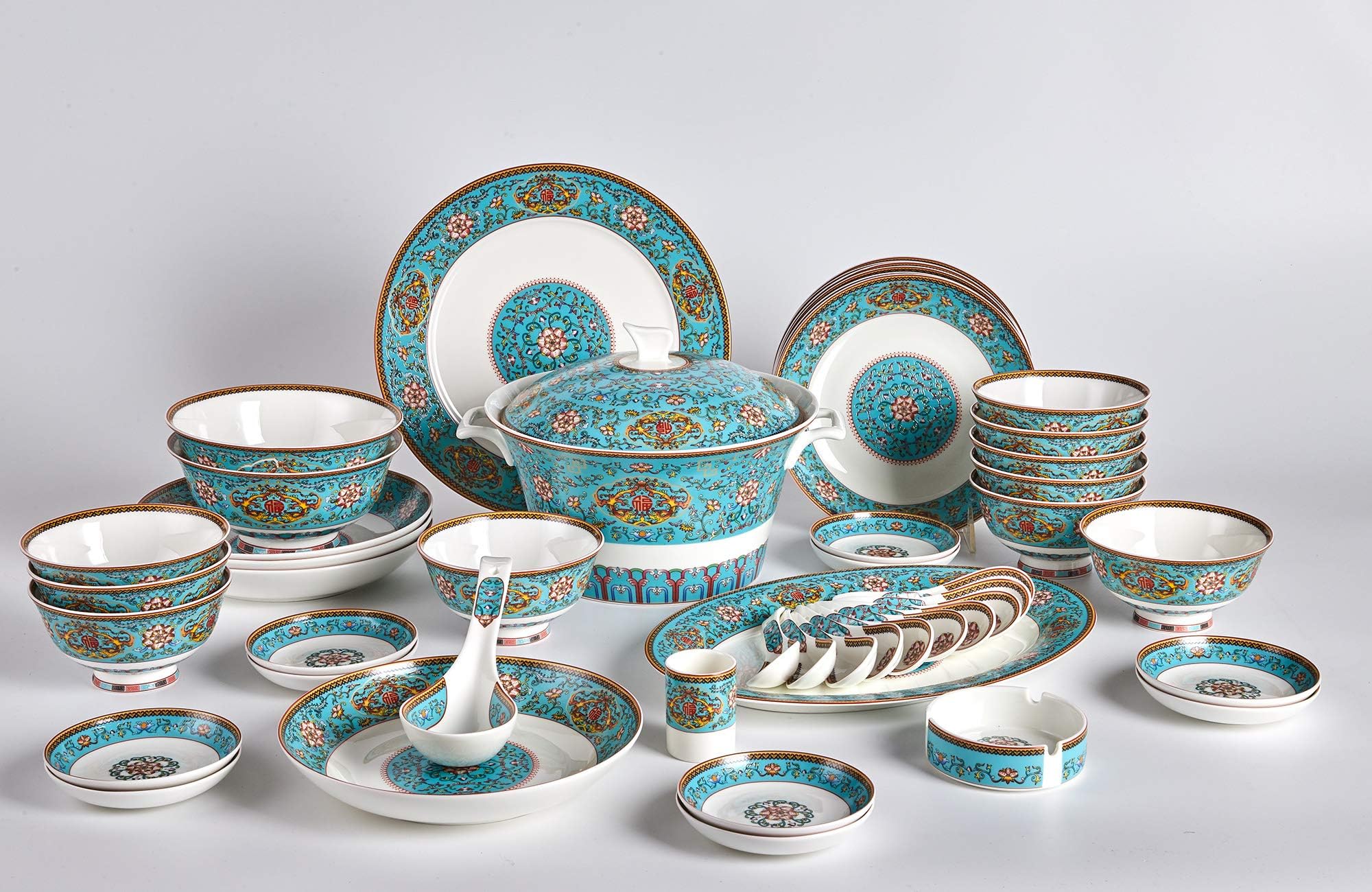 Amazon.com | Royal Style, Fine Bone China, 48-Pieces Banquet Dinnerware ...