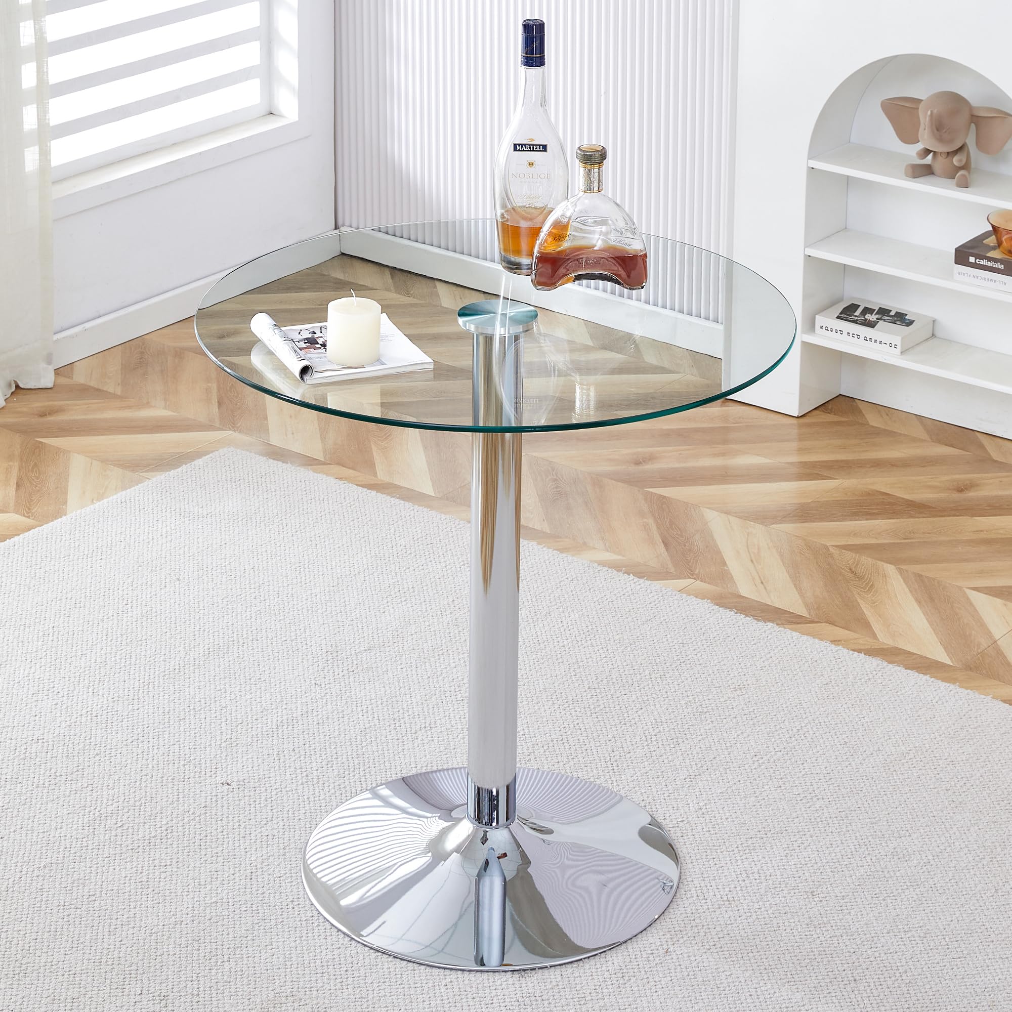 Amazon.com - LUFTUT Round Glass Bar Height Table,35" Round Counter ...