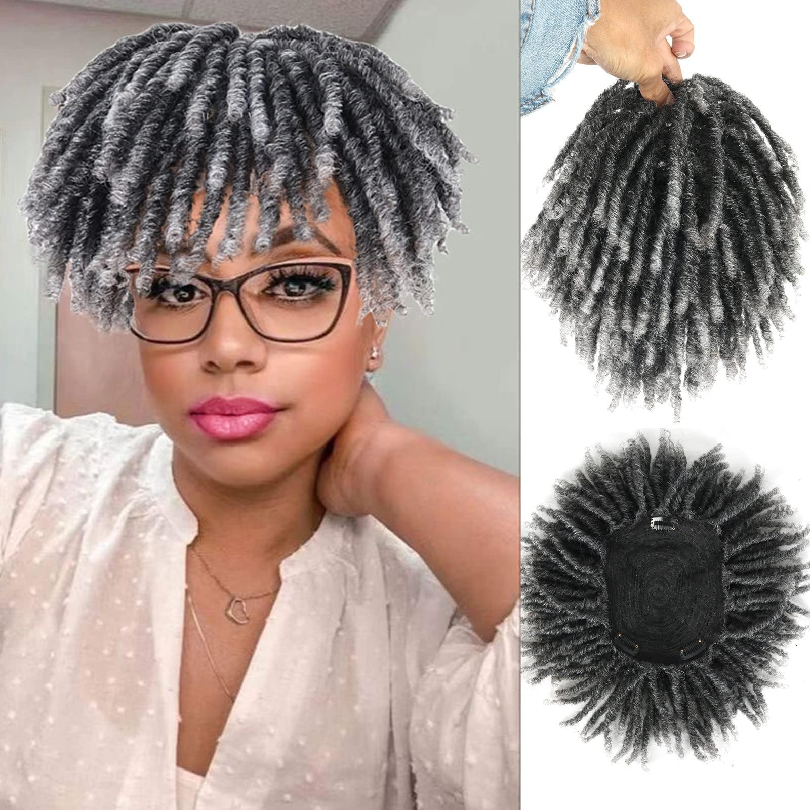 Amazon.com : KRSI Short Synthetic Dreadlocks Hair Pieces Black Toupee ...
