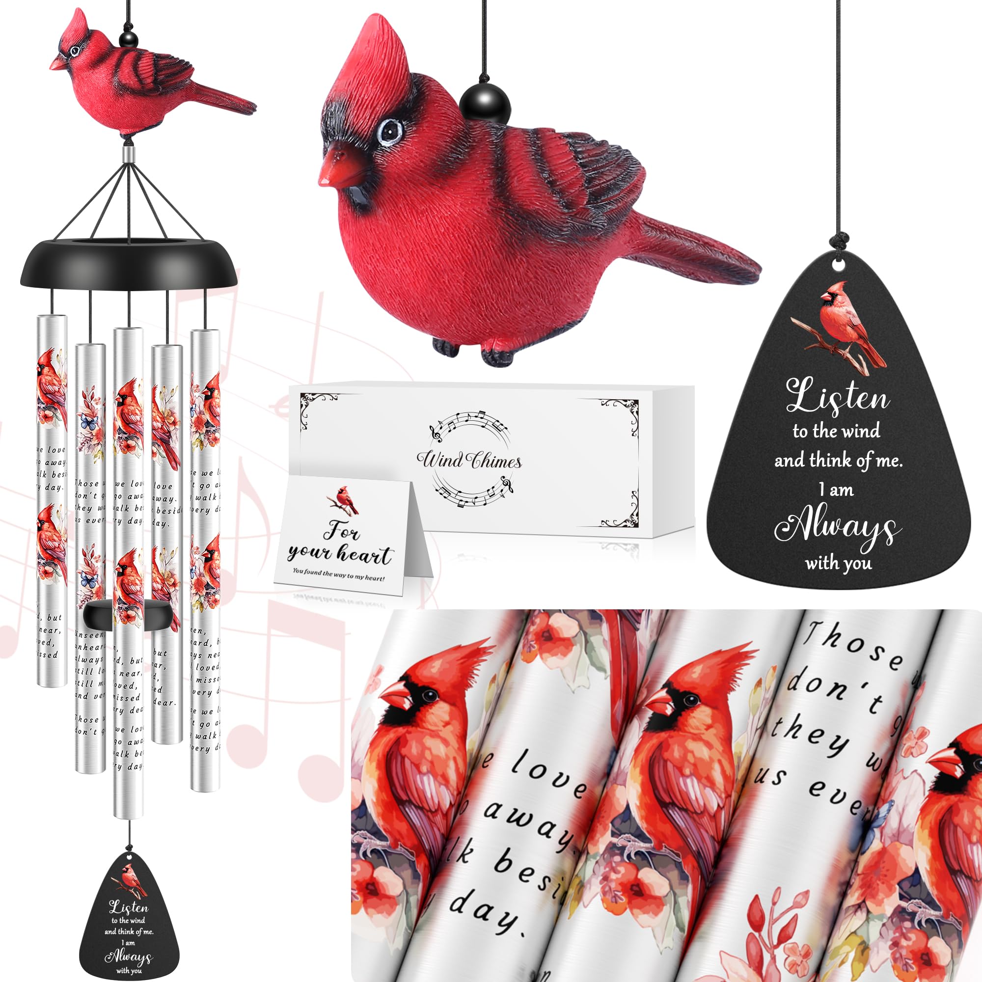Memorial Wind Chimes for Loss of Loved One,Cardinal Wind Chimes ...