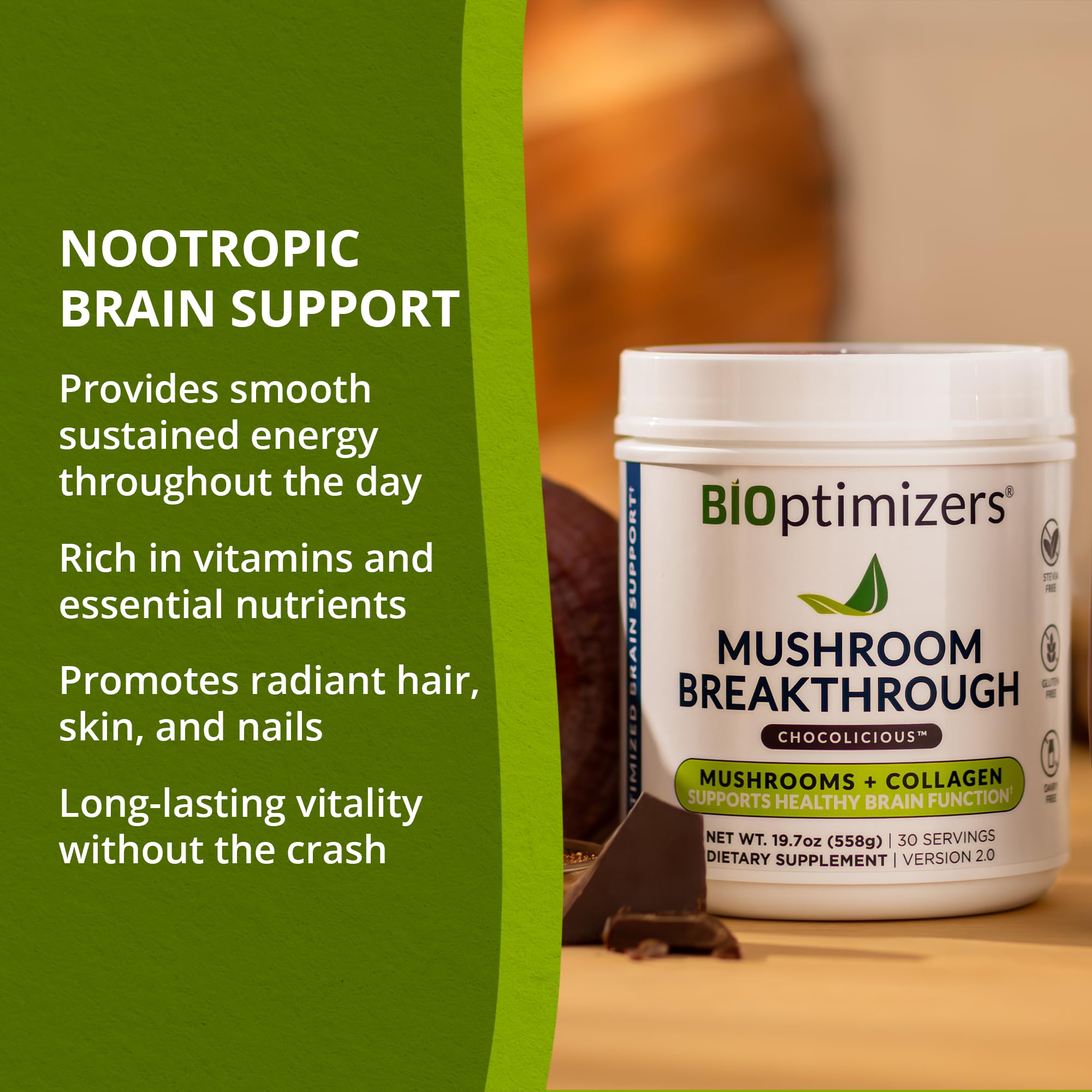 Snapklik.com : BiOptimizers Mushroom Breakthrough - Chocolate Flavor ...