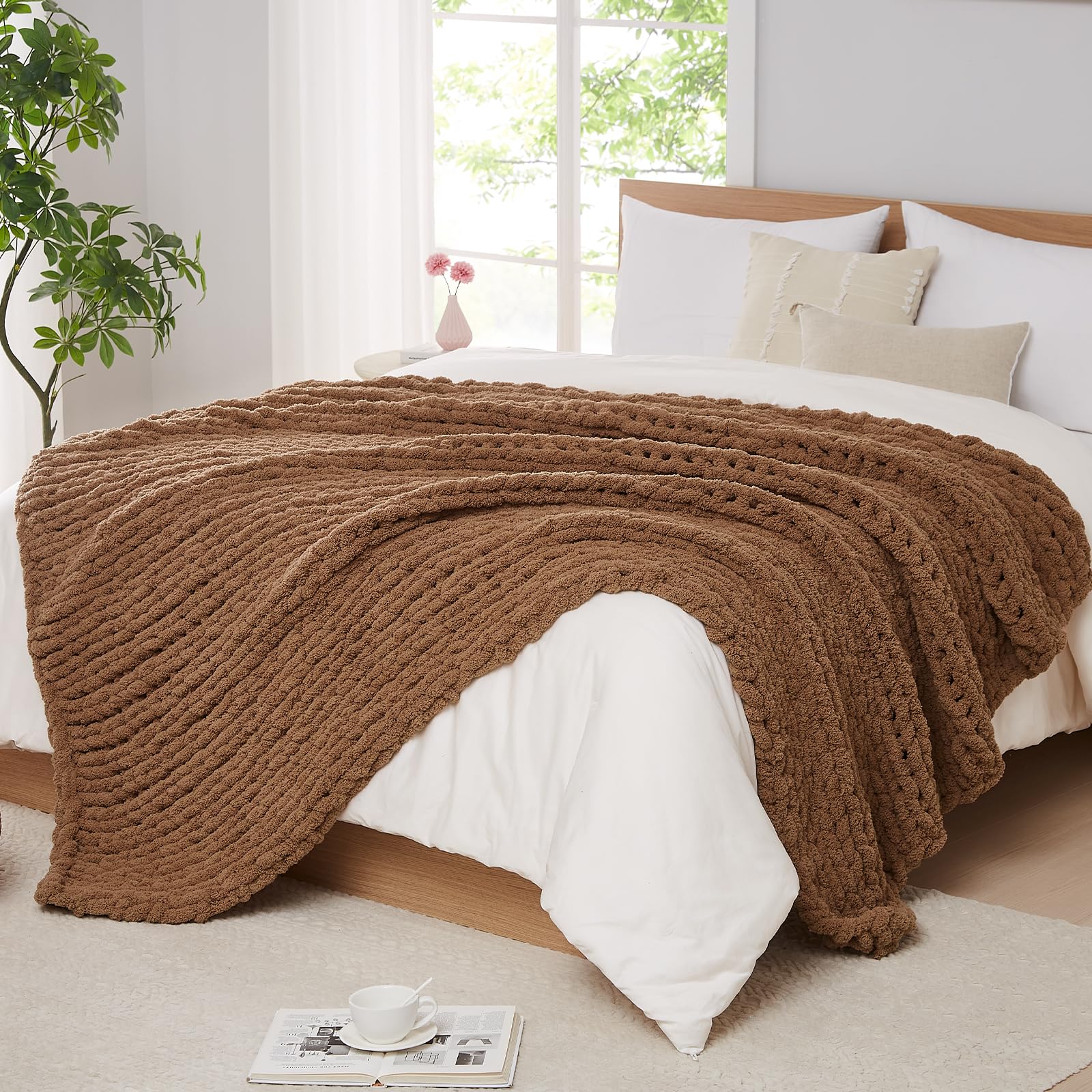 Amazon.com: L'AGRATY Chunky Knit Blanket Throw - Soft Chunky Throw ...