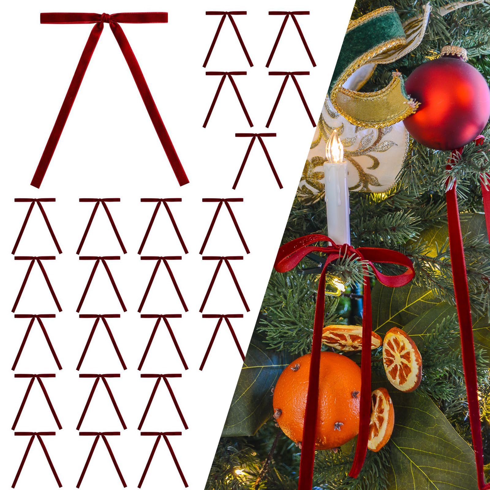Amazon.com: 24Pcs Velvet Ribbon Bow for Valentine Tree, 5 x 7 Inch Bows ...