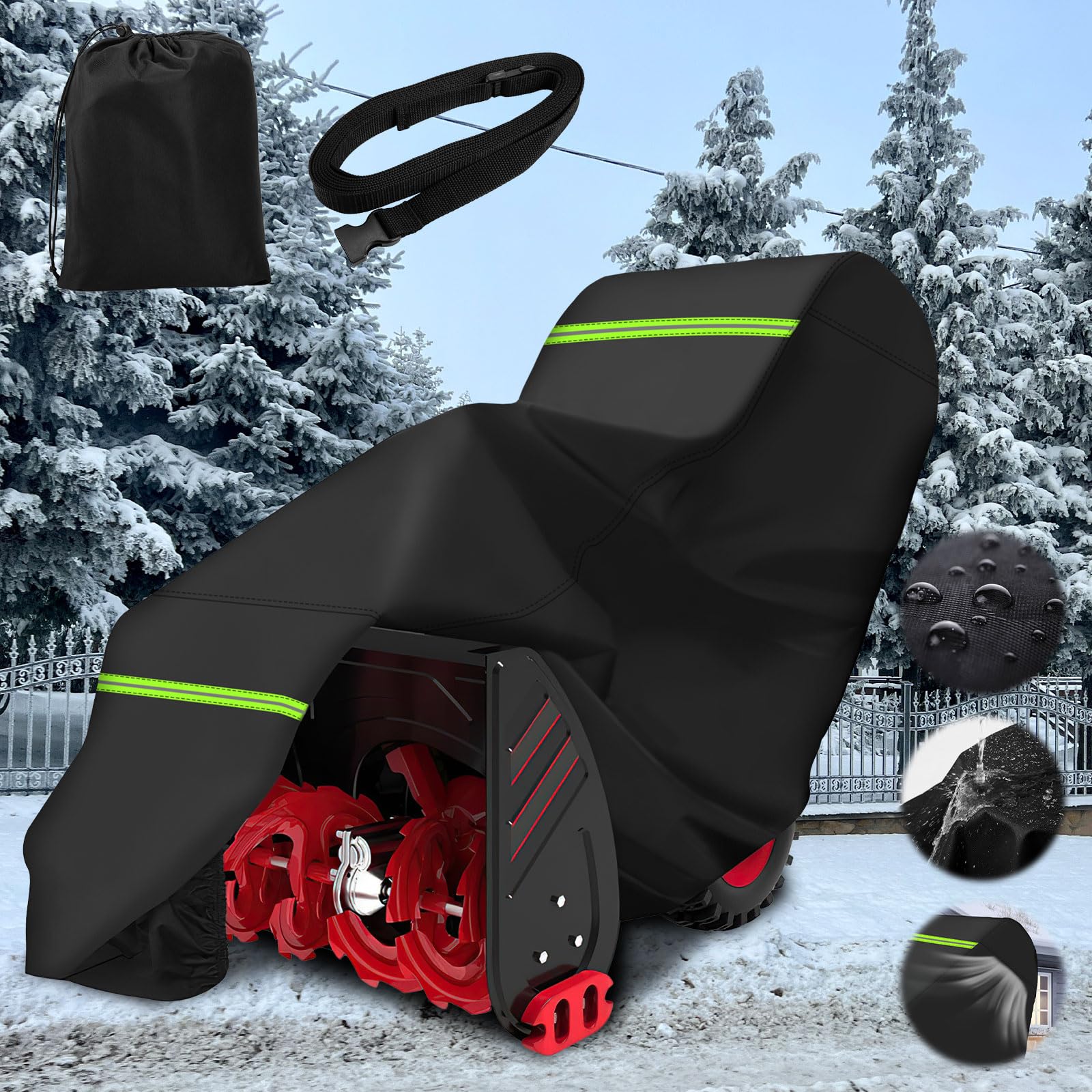 Lilistar Outdoor 600D Snow Blower Cover, PVC Coating Snowblower Covers ...