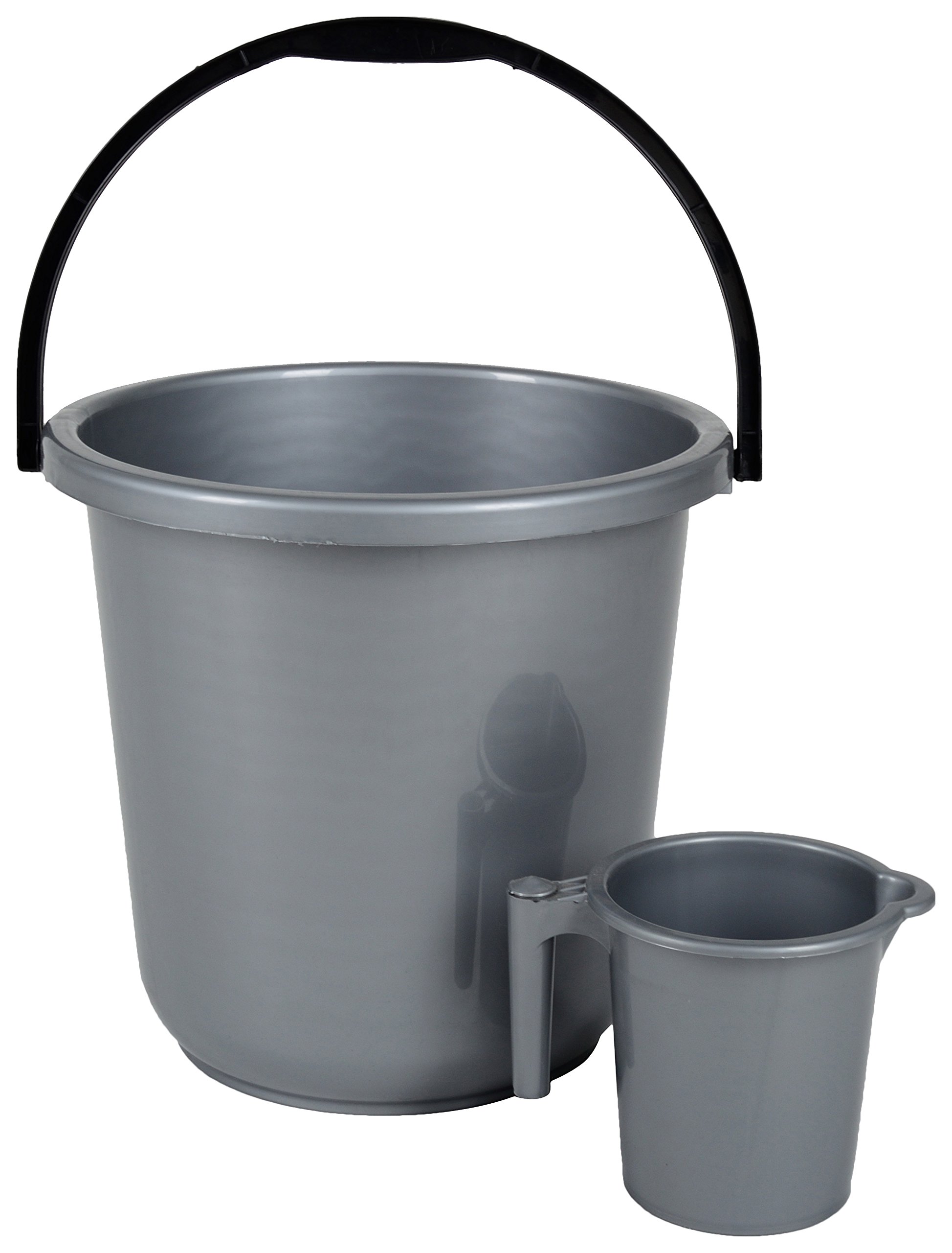 Regalo Plastic Bucket with Mug, Grey, 16 L (1 Bucket and 1 Mug ...