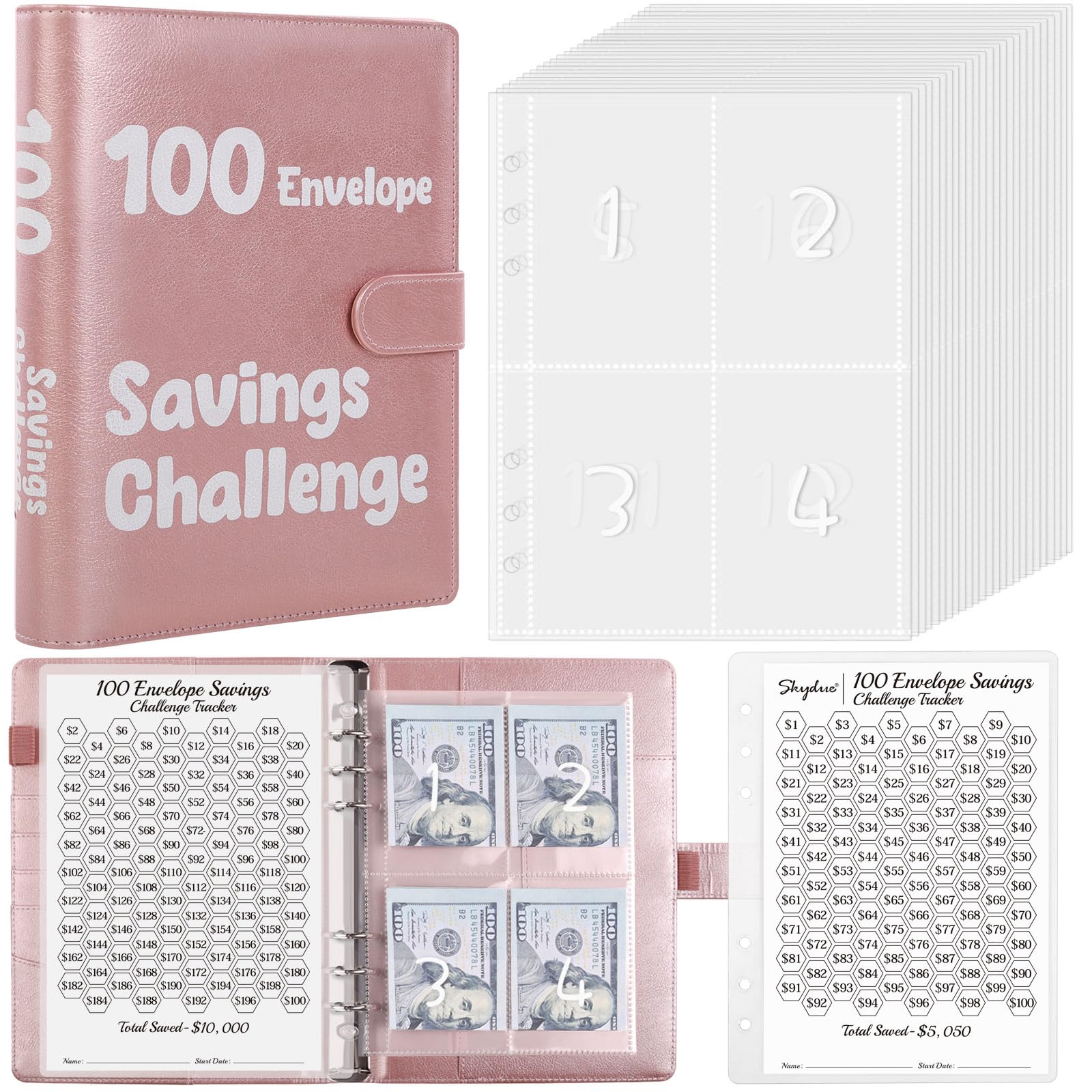 Snapklik.com : SKYDUE 100 Envelopes Money Saving Challenge Binder ...