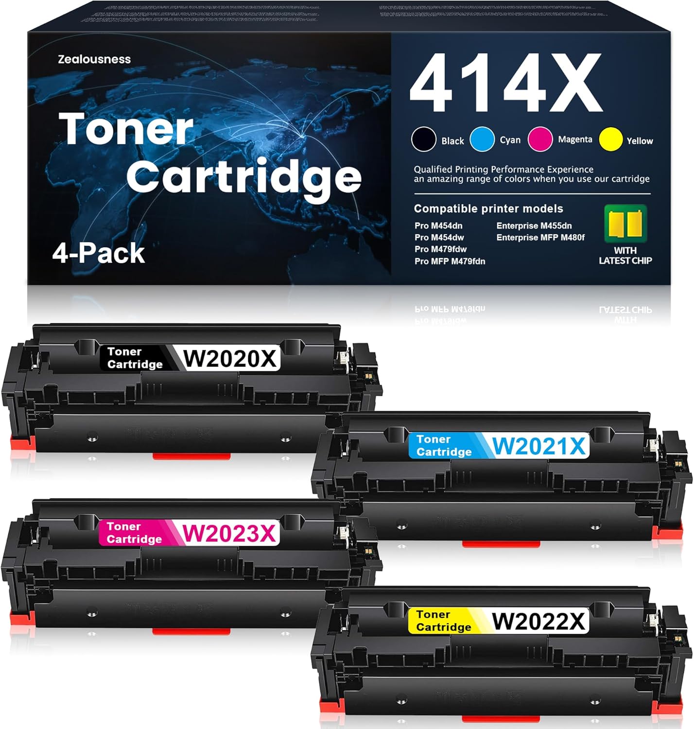 414X 414A Toner Cartridges 4 Pack [High Yield, with Chip] Replacement ...