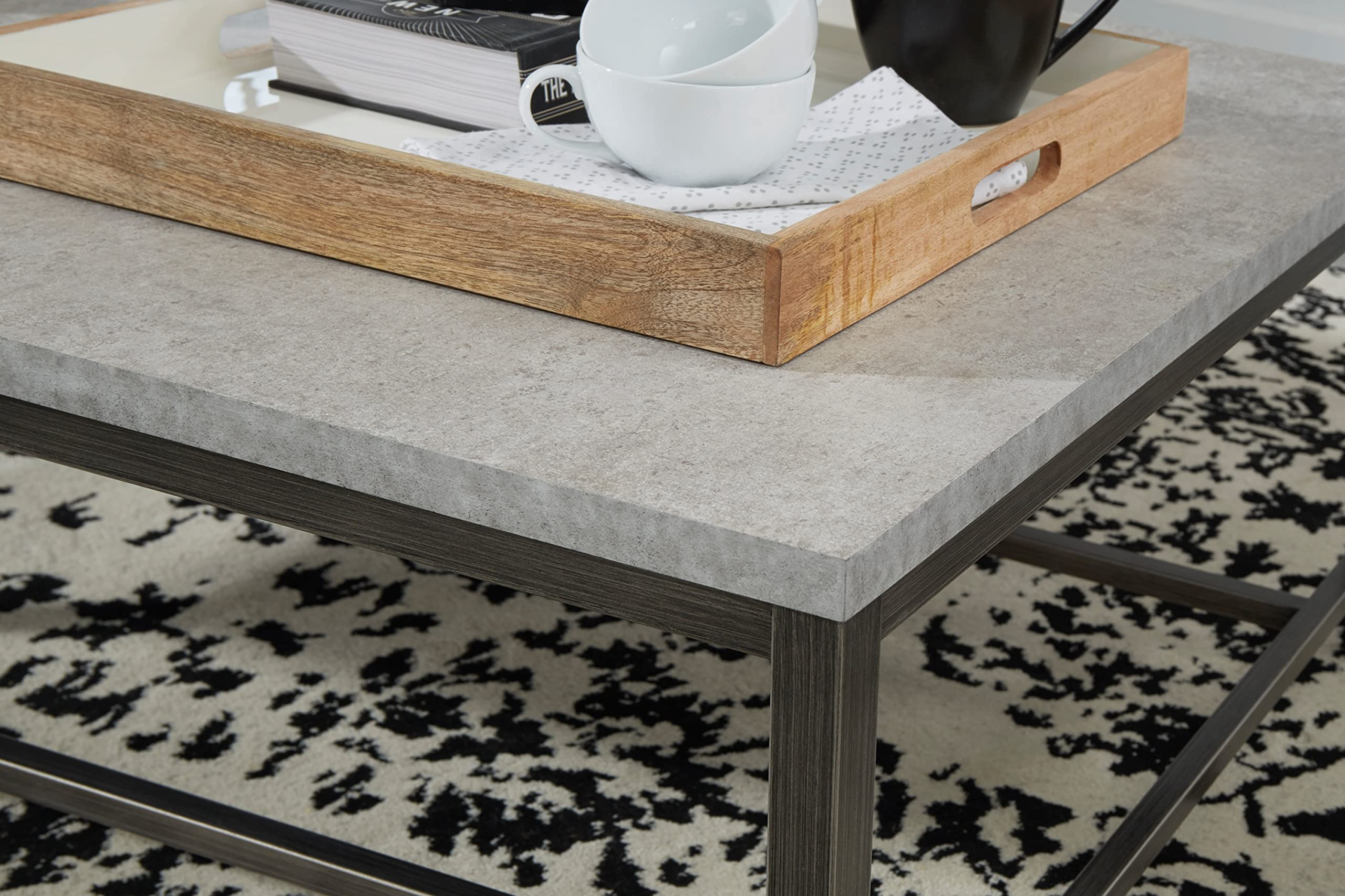 Signature Design by Ashley Shybourne Rectangular Faux Concrete Coffee ...