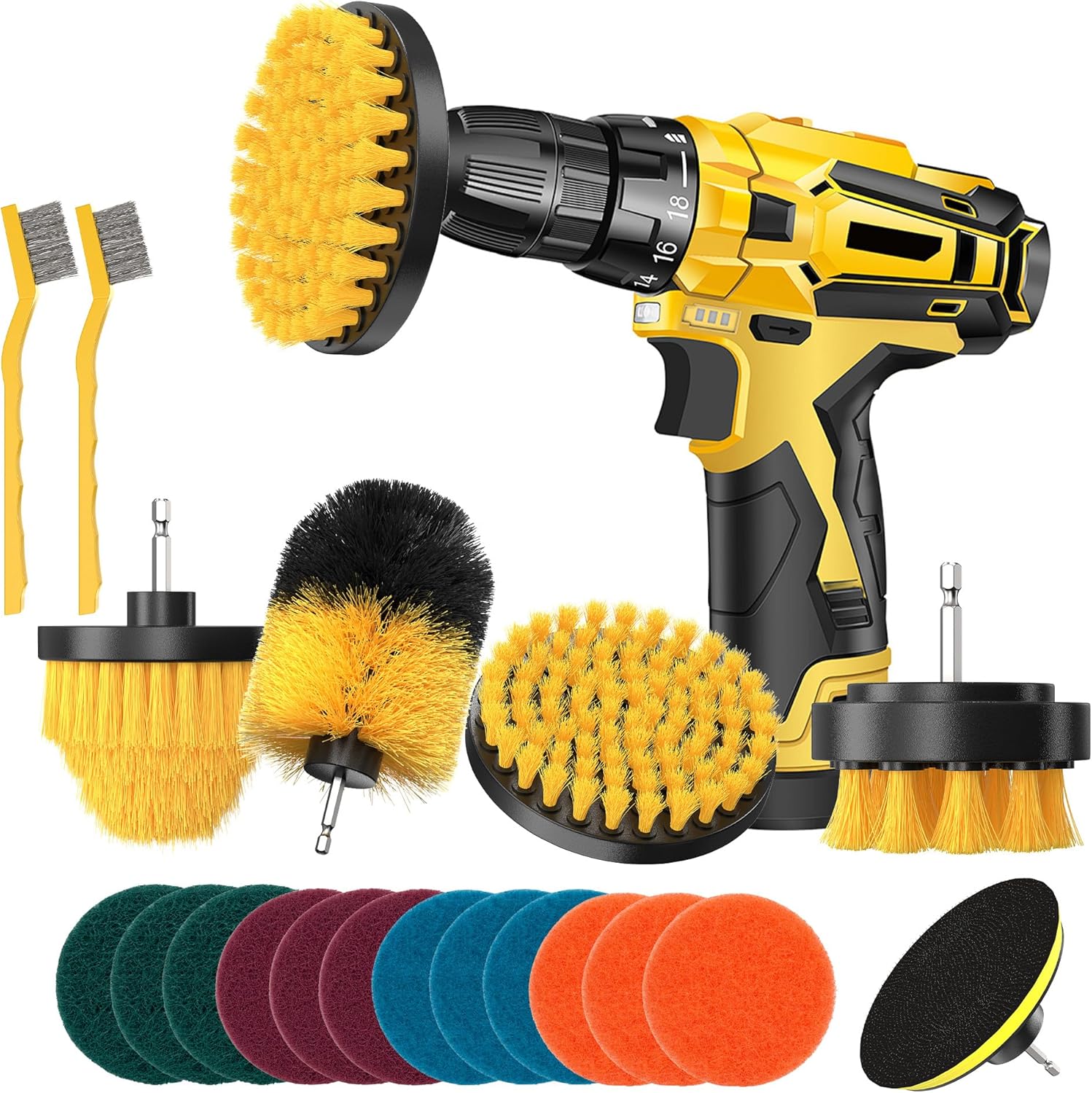 21 Pcs Drill Brush Attachment Set, Cleaning Brushes Kit Included Scrub ...