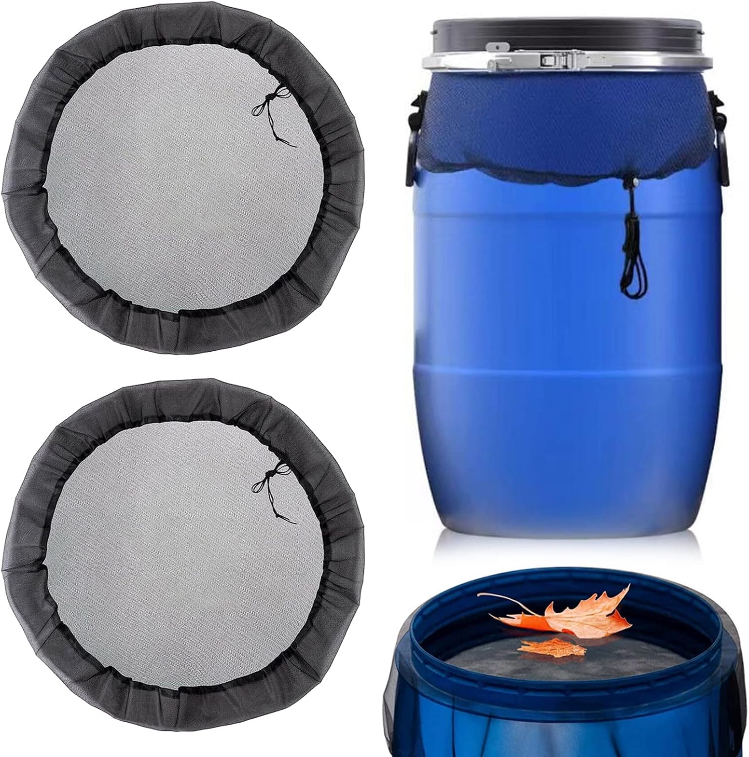 2 PCS Rain Barrel Net, 95cm/37in Rain Barrels Mesh Cover, Adjustable ...