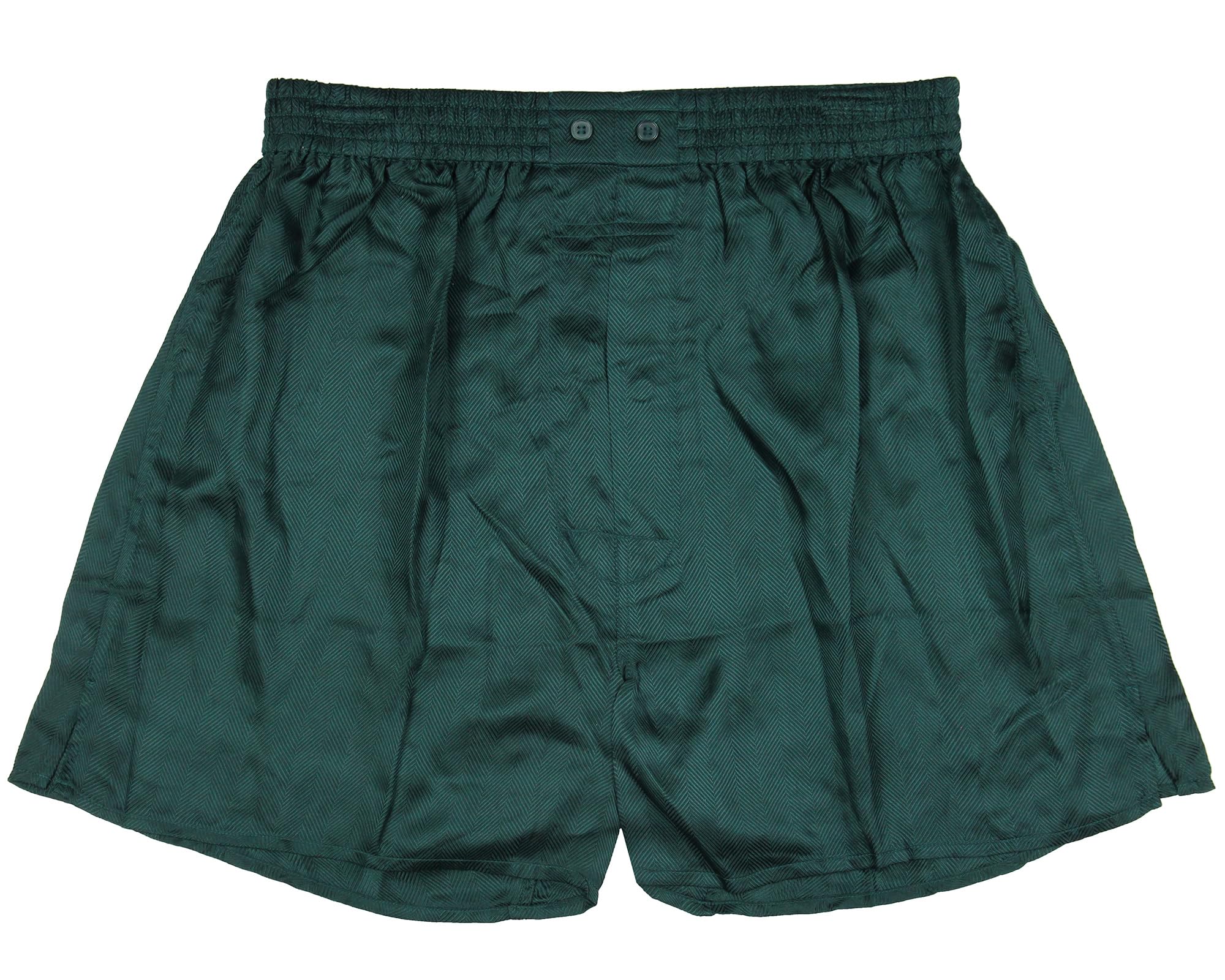 INTIMO Mens Classic Herringbone Pattern Silk Boxers (Hunter Green ...