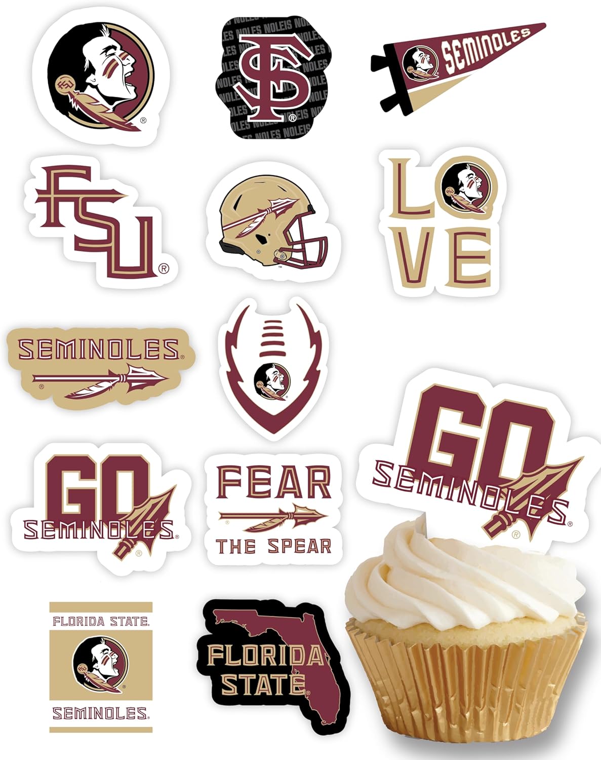 Amazon.com: FSU Cupcake Topper Party Supplies for Football, Birthday ...